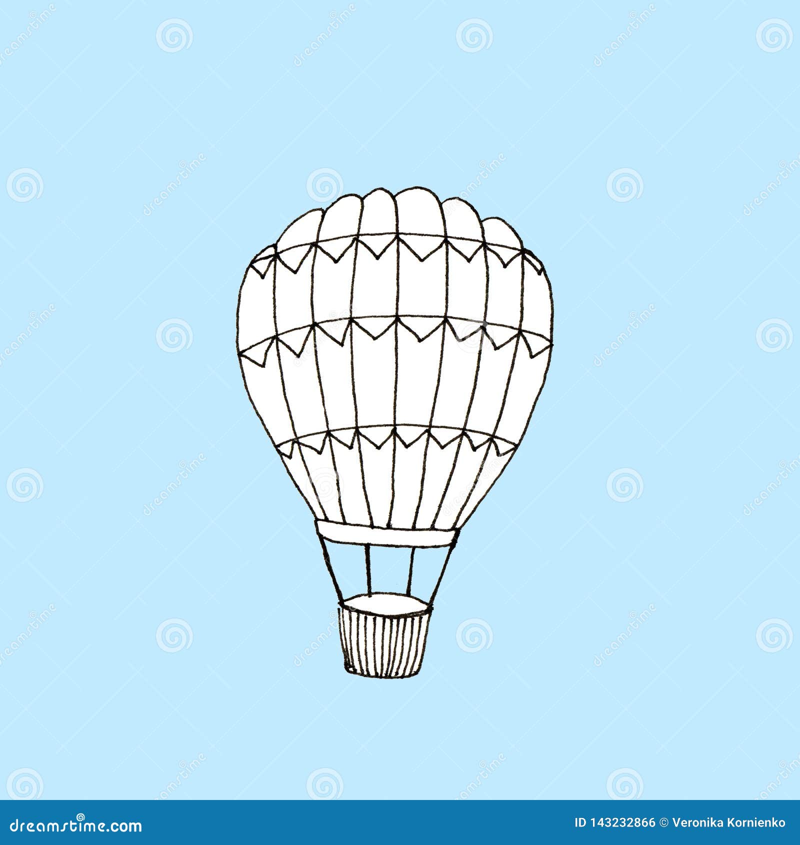 Hand Drawn Isolated Hot Air Baloon Stock Illustration - Illustration of ...
