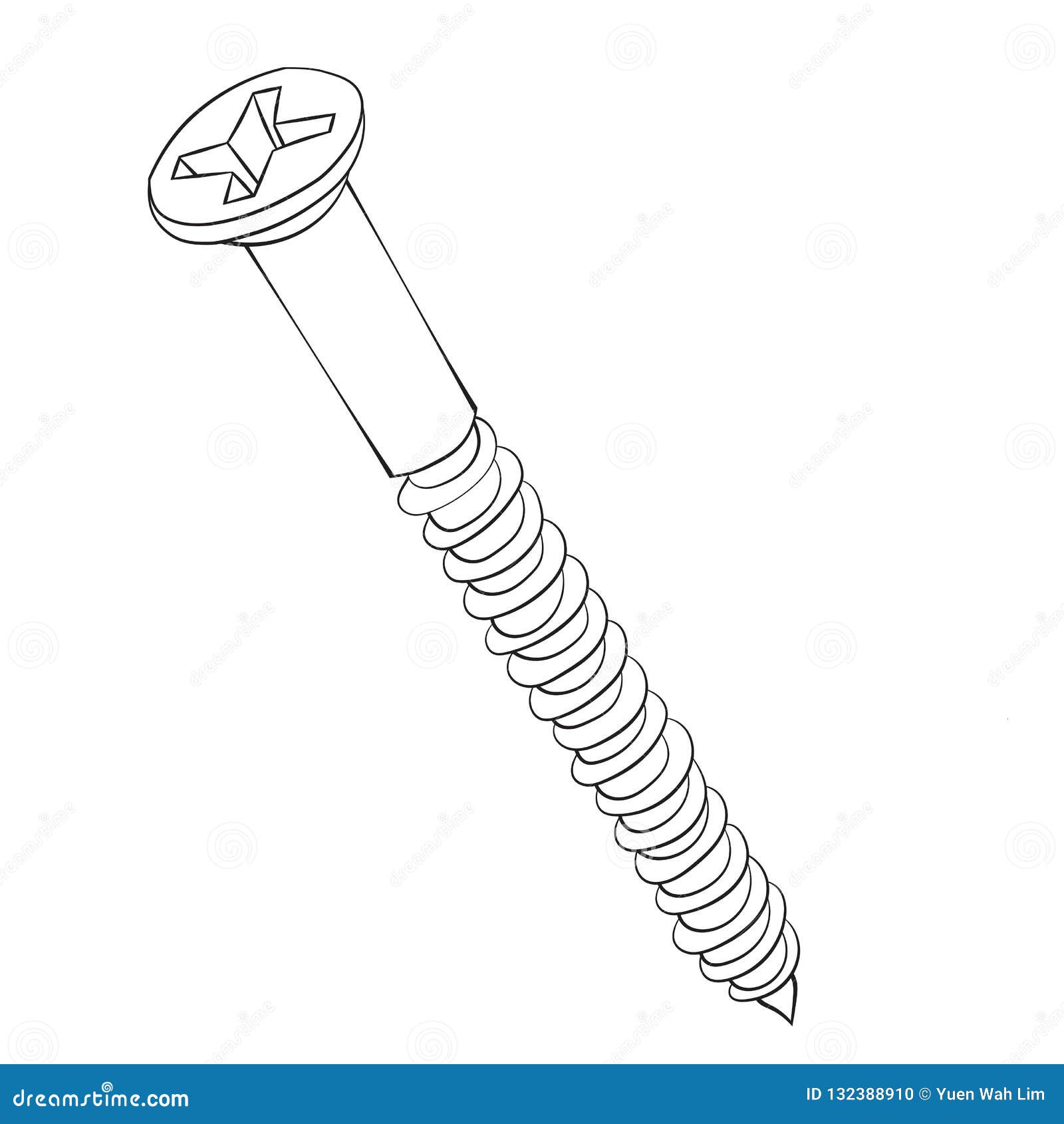 Hand Drawn Isolated Screw. Black and White. JPEG Raster Image Stock ...