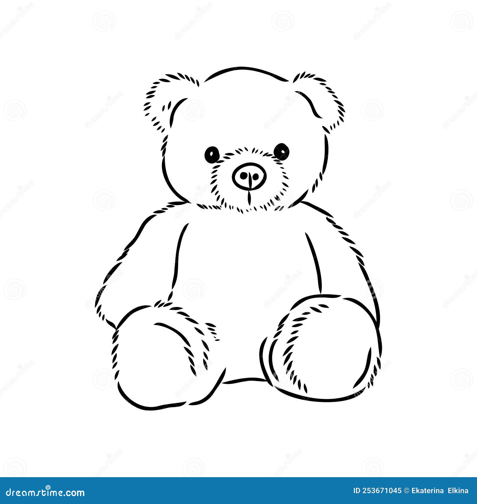 Hand Drawn Isolated Teddy Bear. Doodle Vector Illustration Stock Vector ...