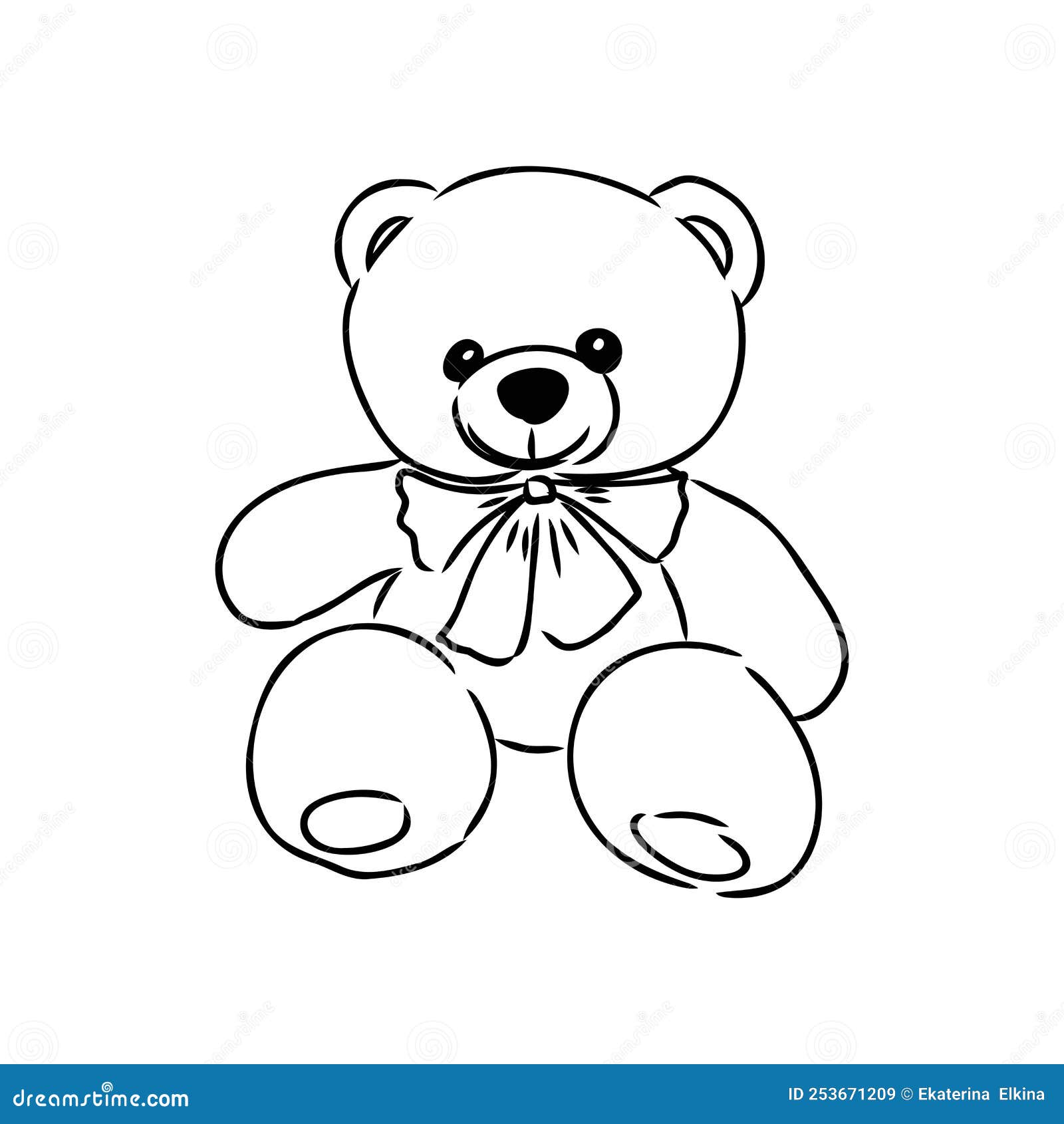 Hand Drawn Isolated Teddy Bear. Doodle Vector Illustration Stock Vector ...