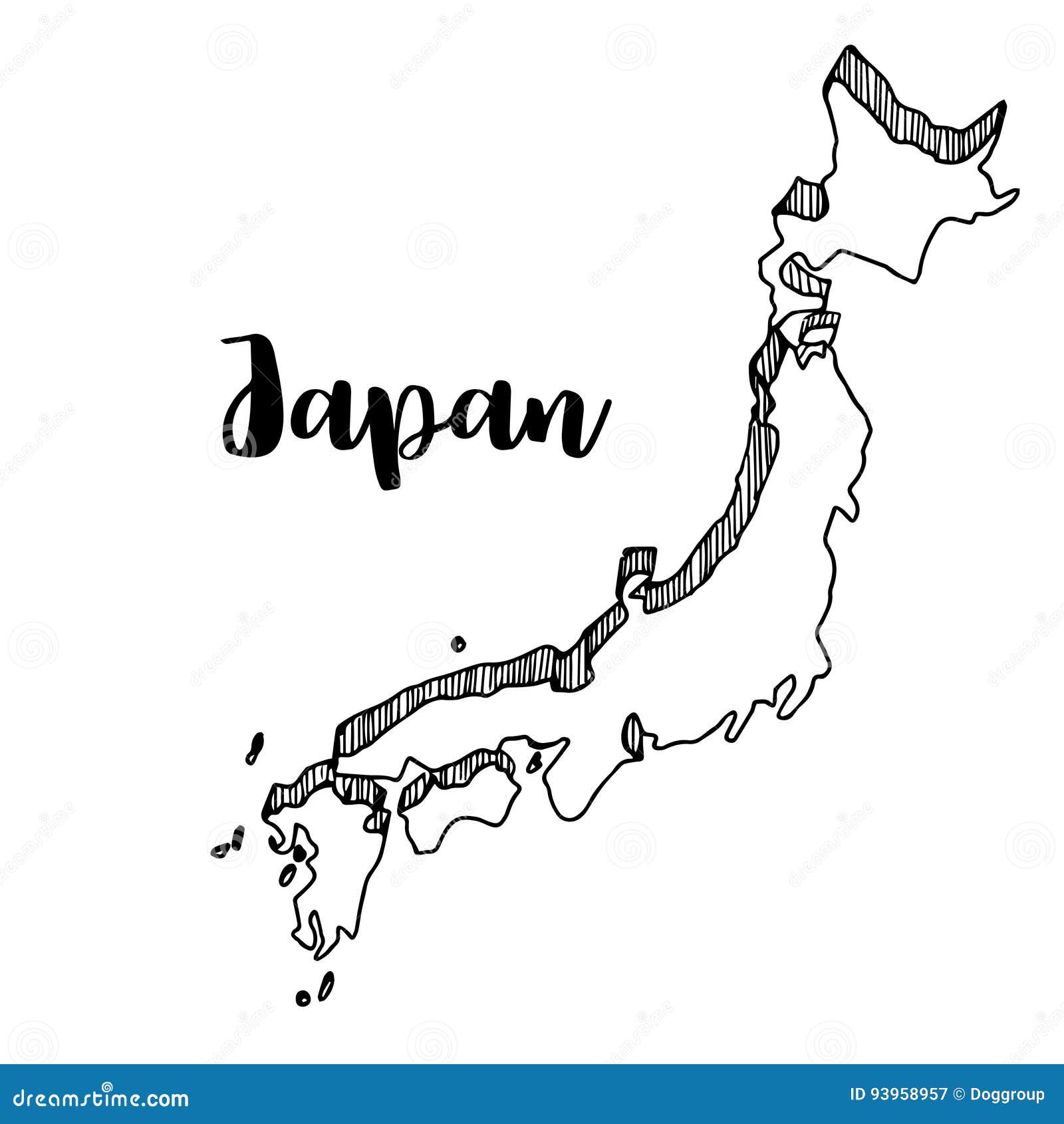Hand Drawn of Japan Map, Illustration Stock Illustration - Illustration ...
