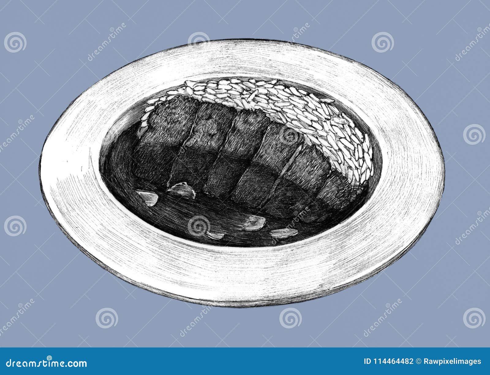 Hand Drawn Japanese Curry Rice Stock Illustration - Illustration of ...