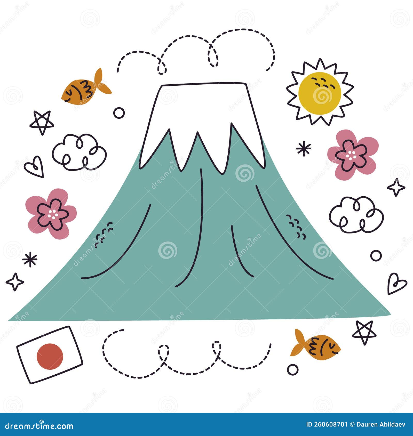 Hand Drawn Japanese Elements Set Vector Illustration. Stock Vector ...