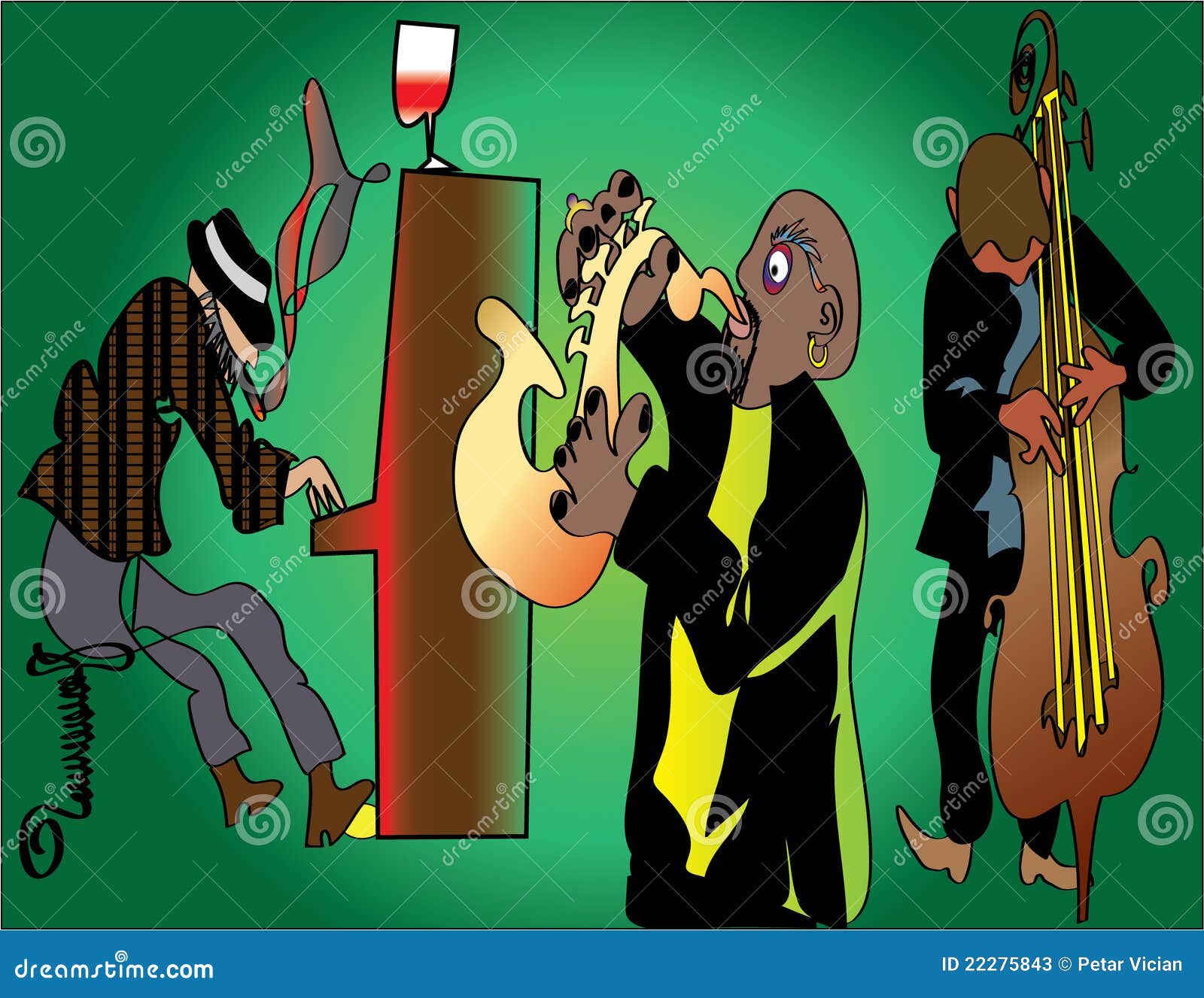 Hand drawn jazz band stock illustration. Illustration of pleasure ...