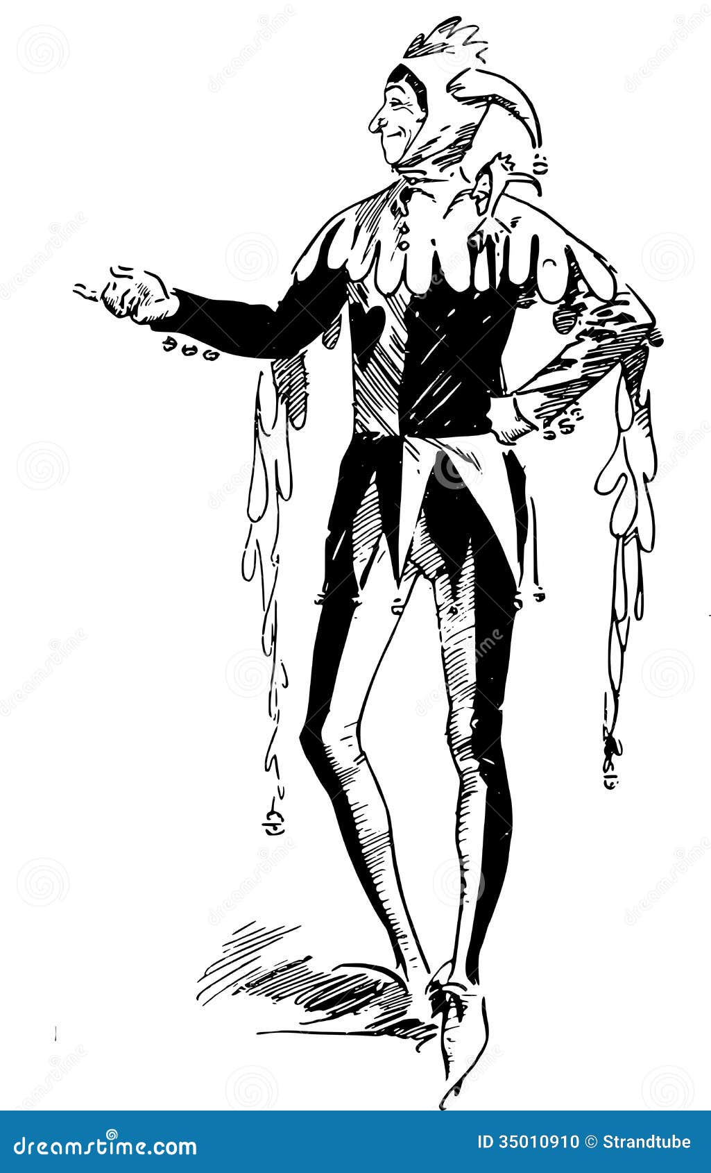 Hand Drawn Jester stock illustration. Illustration of hand - 35010910
