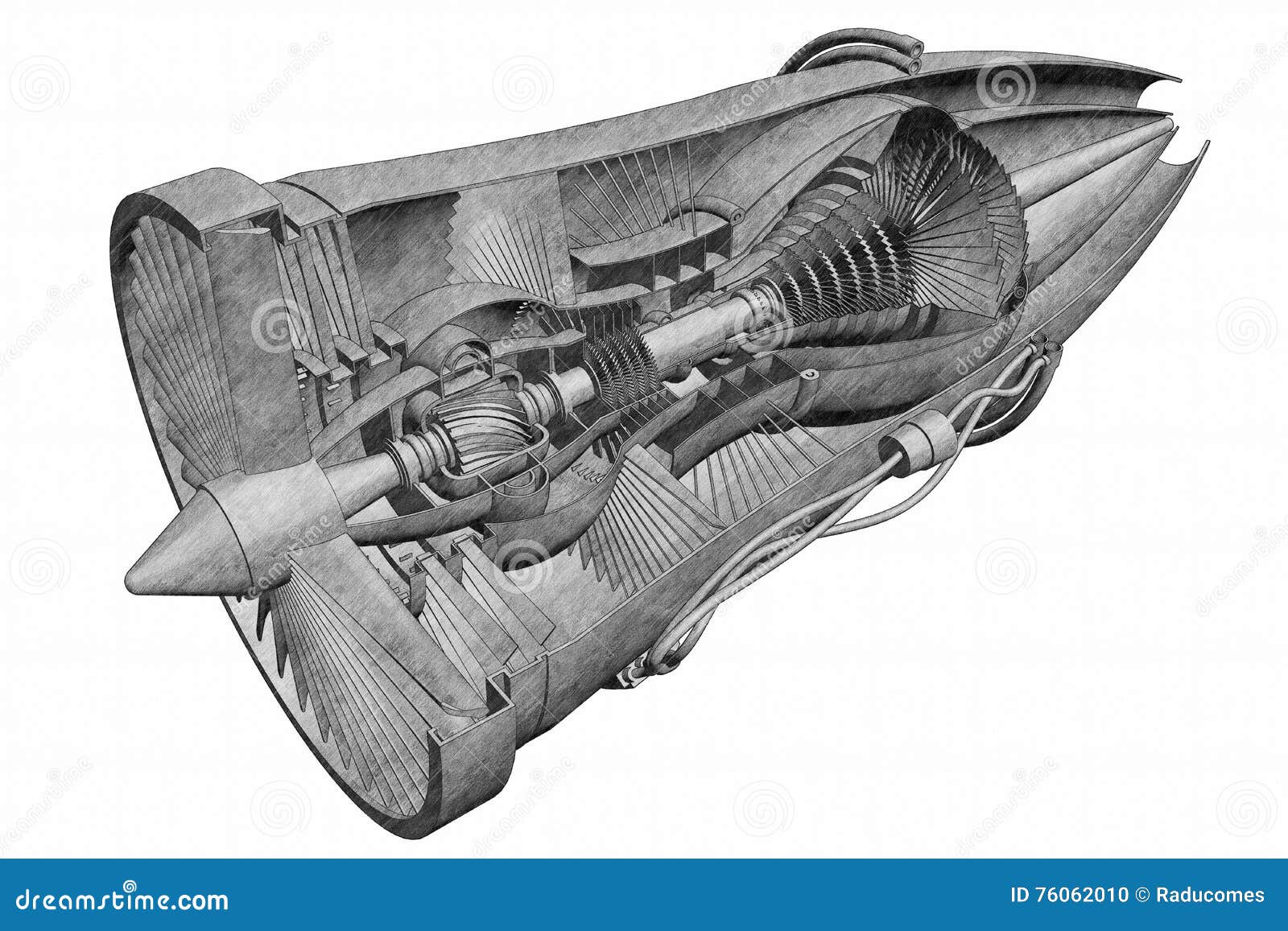 Hand drawn jet engine stock illustration. Illustration of generated ...