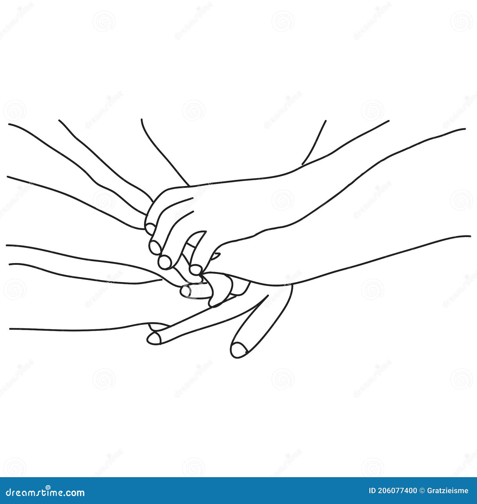 Hand Drawn of Joining Hands Together Concept. Illustration of ...
