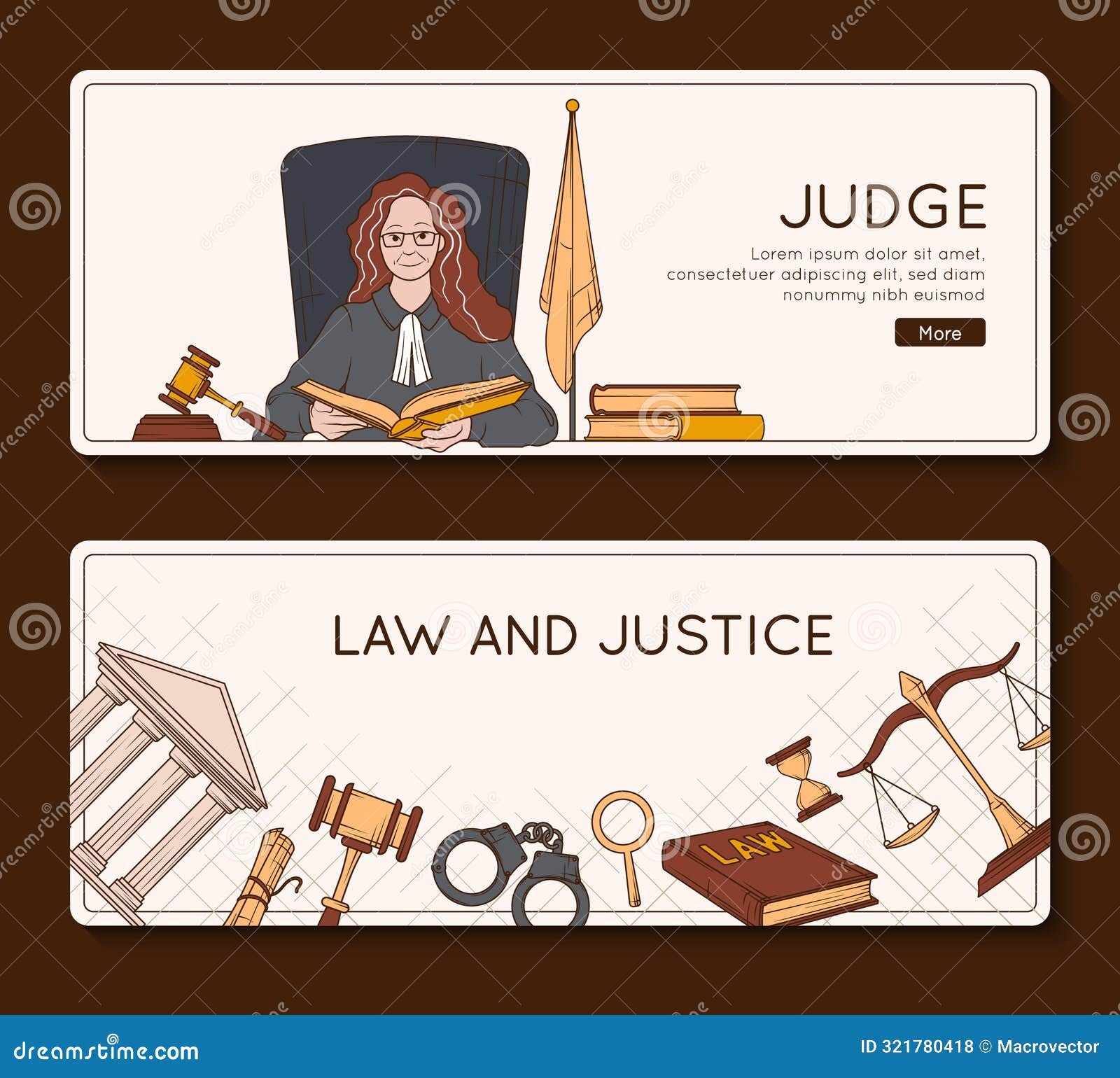 Hand Drawn Judge Horizontal Banner Template Set Stock Illustration ...