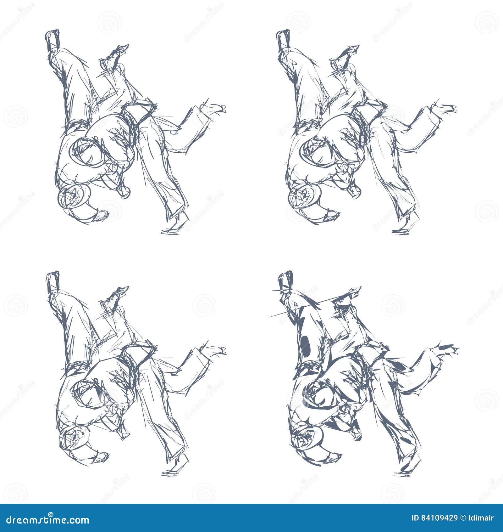 Hand Drawn Judo Throw Isolated Vector Stock Vector - Illustration of ...