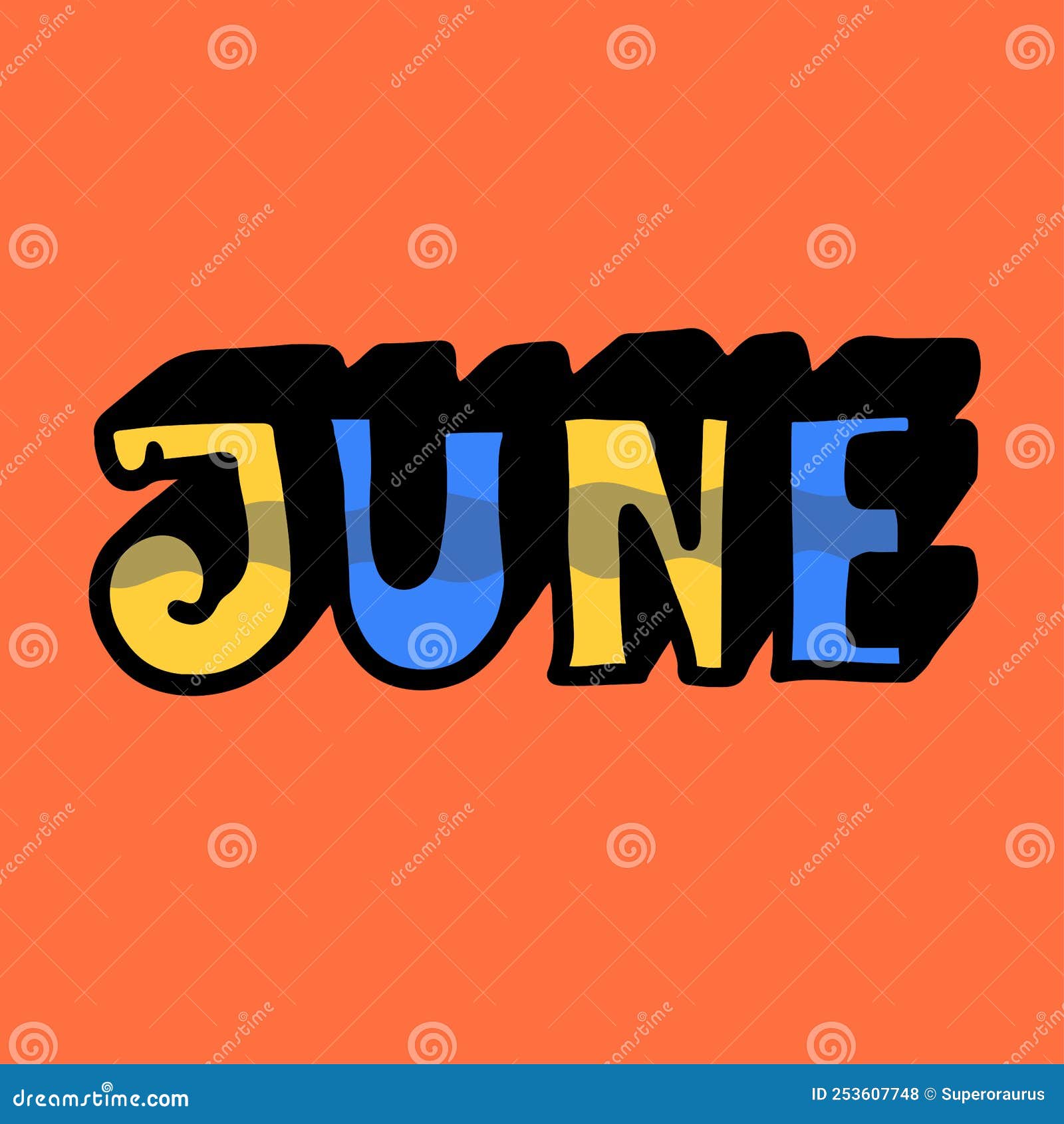 Hand Drawn June Month Letter Illustration Stock Vector - Illustration ...