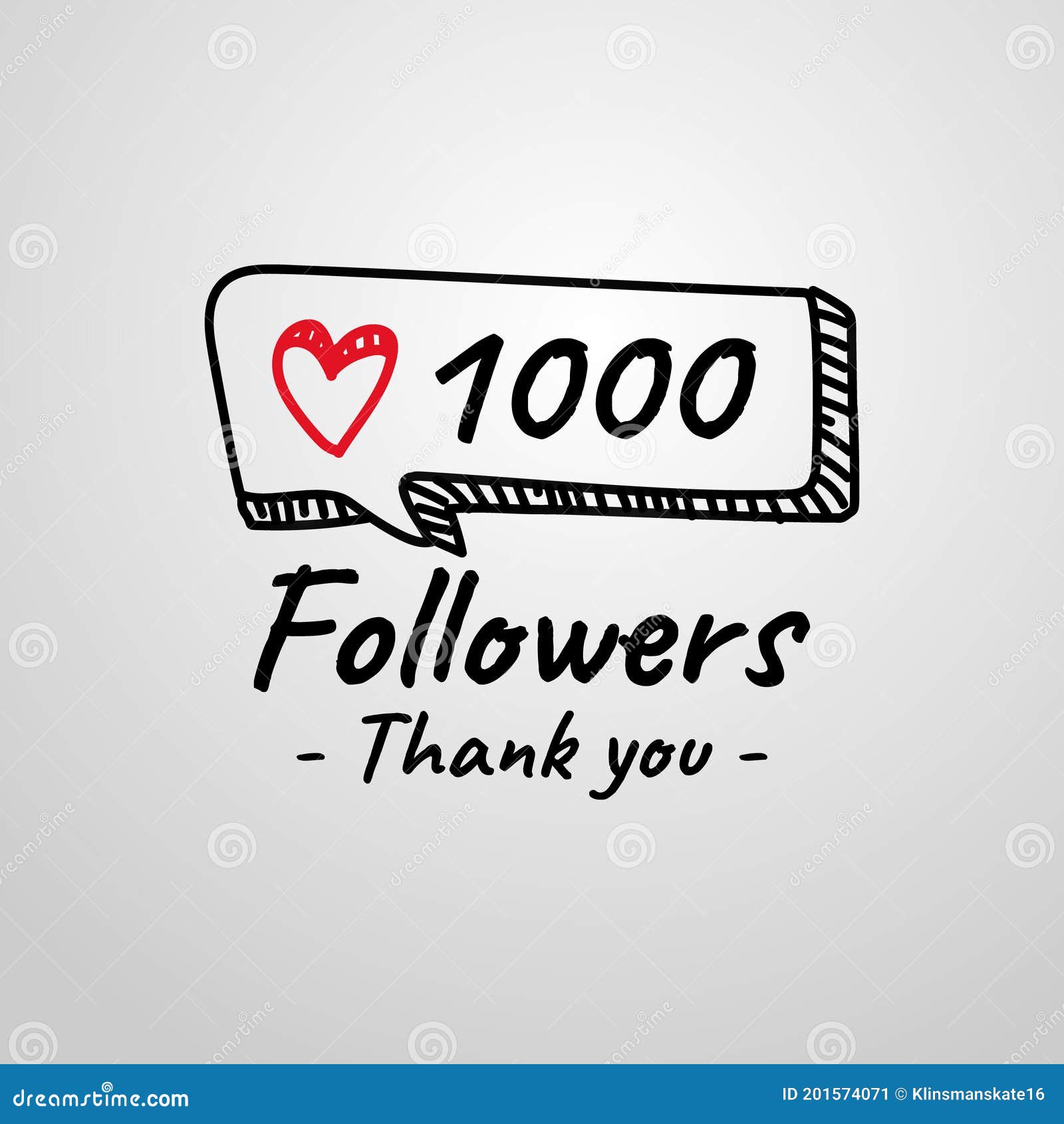 Hand Drawn 1k Followers Banner Design Template Stock Illustration ...