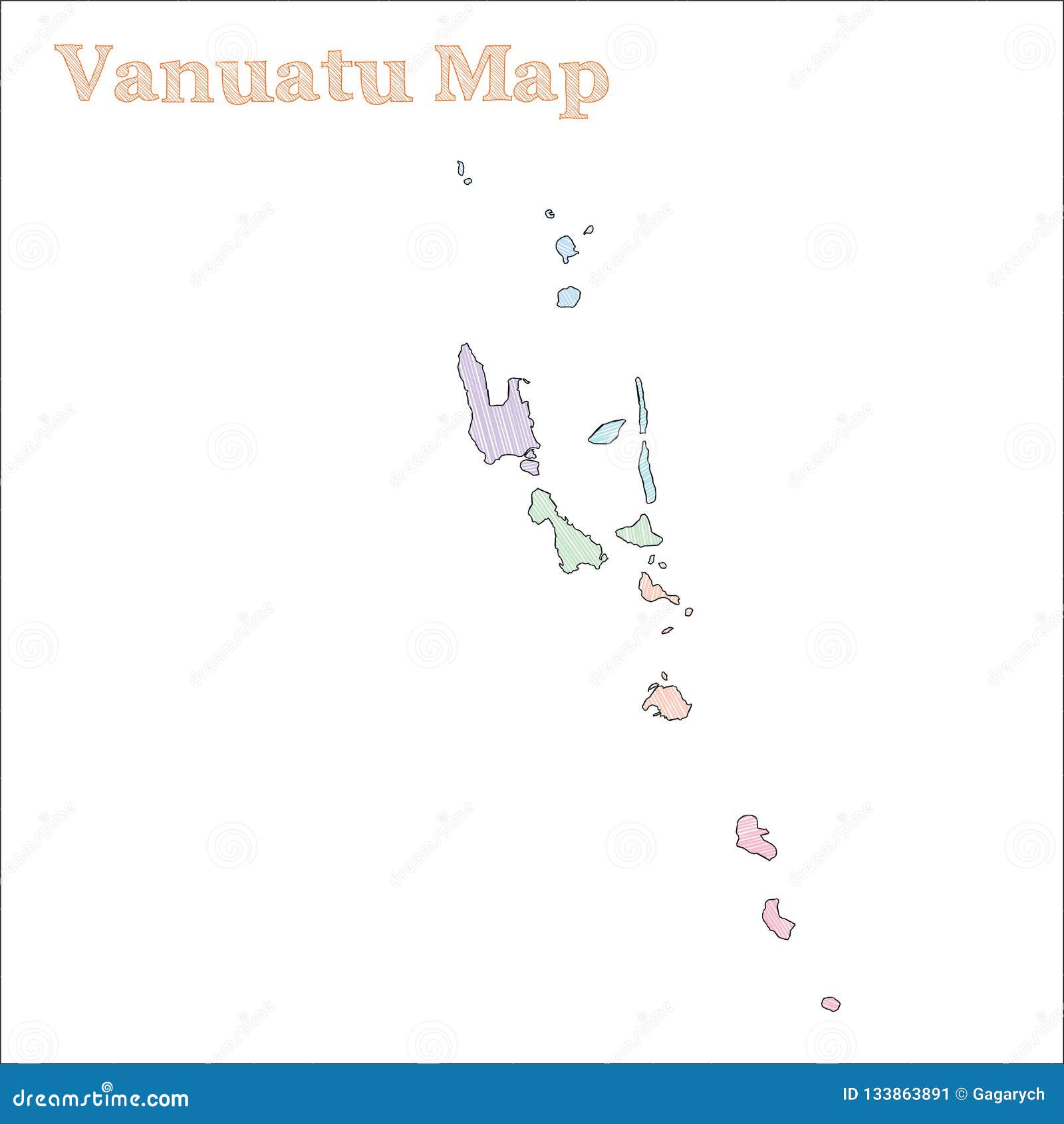 Hand-drawn Kaart Van Vanuatu Vector Illustratie - Illustration of ...