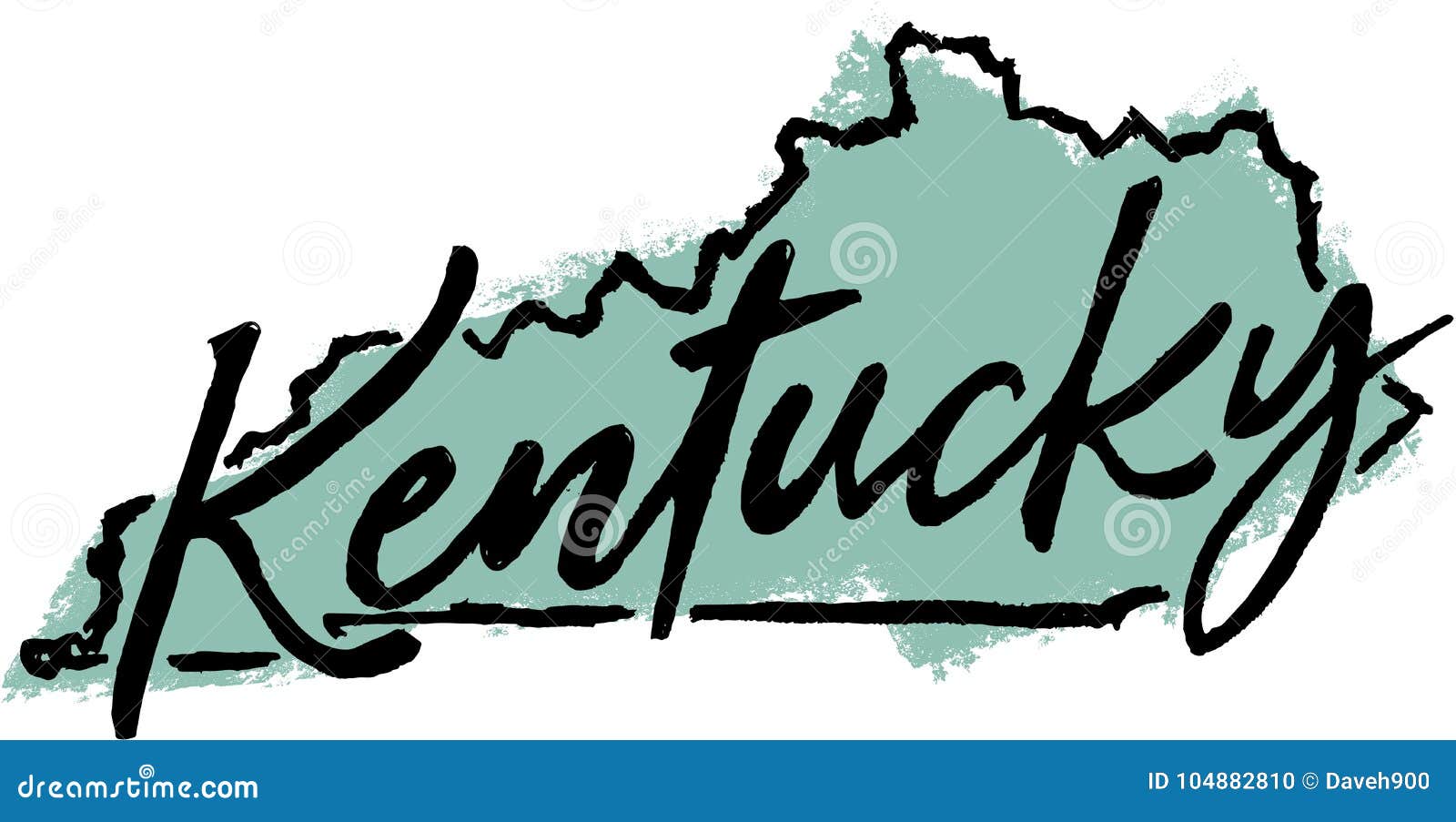 Hand Drawn Kentucky State Design Stock Vector - Illustration of state ...