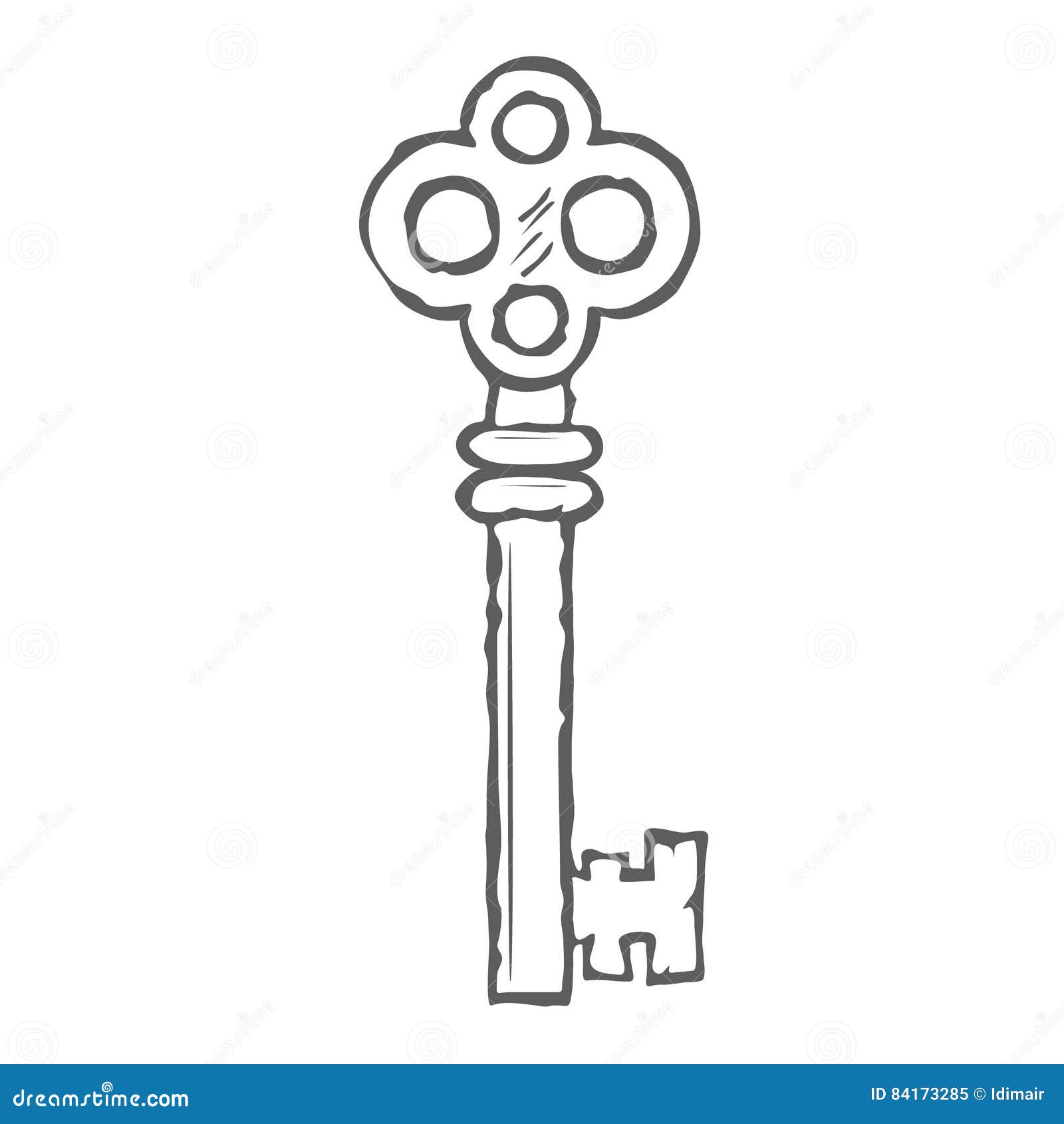 Hand Drawn Key Isolated on White Background Vector Stock Vector ...