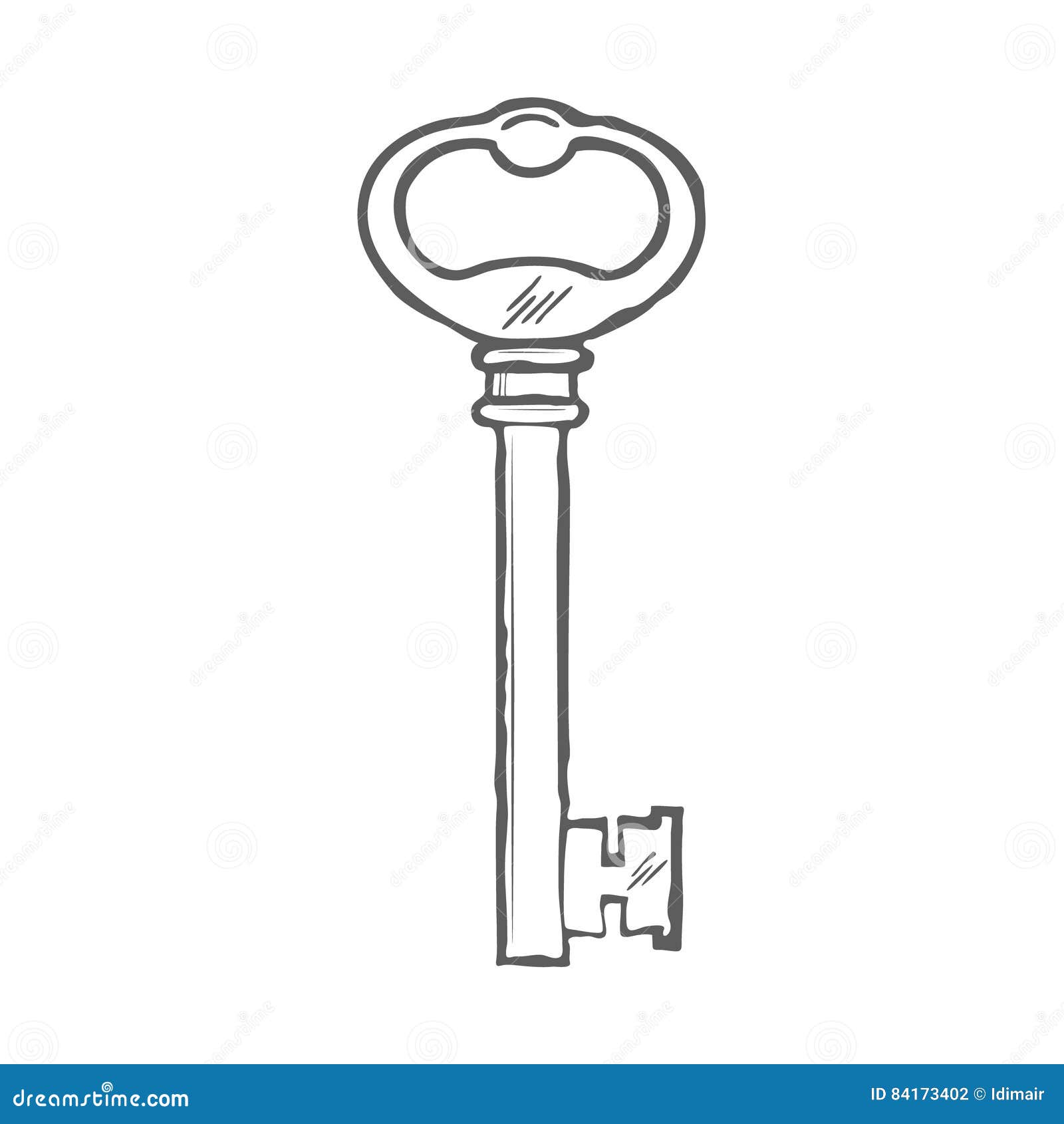 Hand Drawn Key Isolated on White Background Vector Stock Vector ...