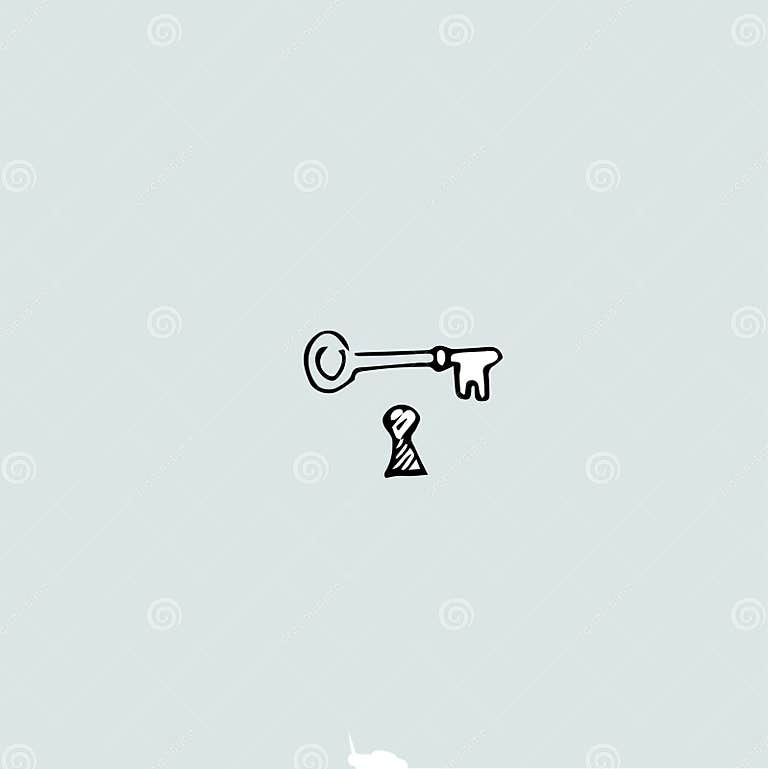 Hand Drawn Key and Keyhole, Template Stock Illustration - Illustration ...
