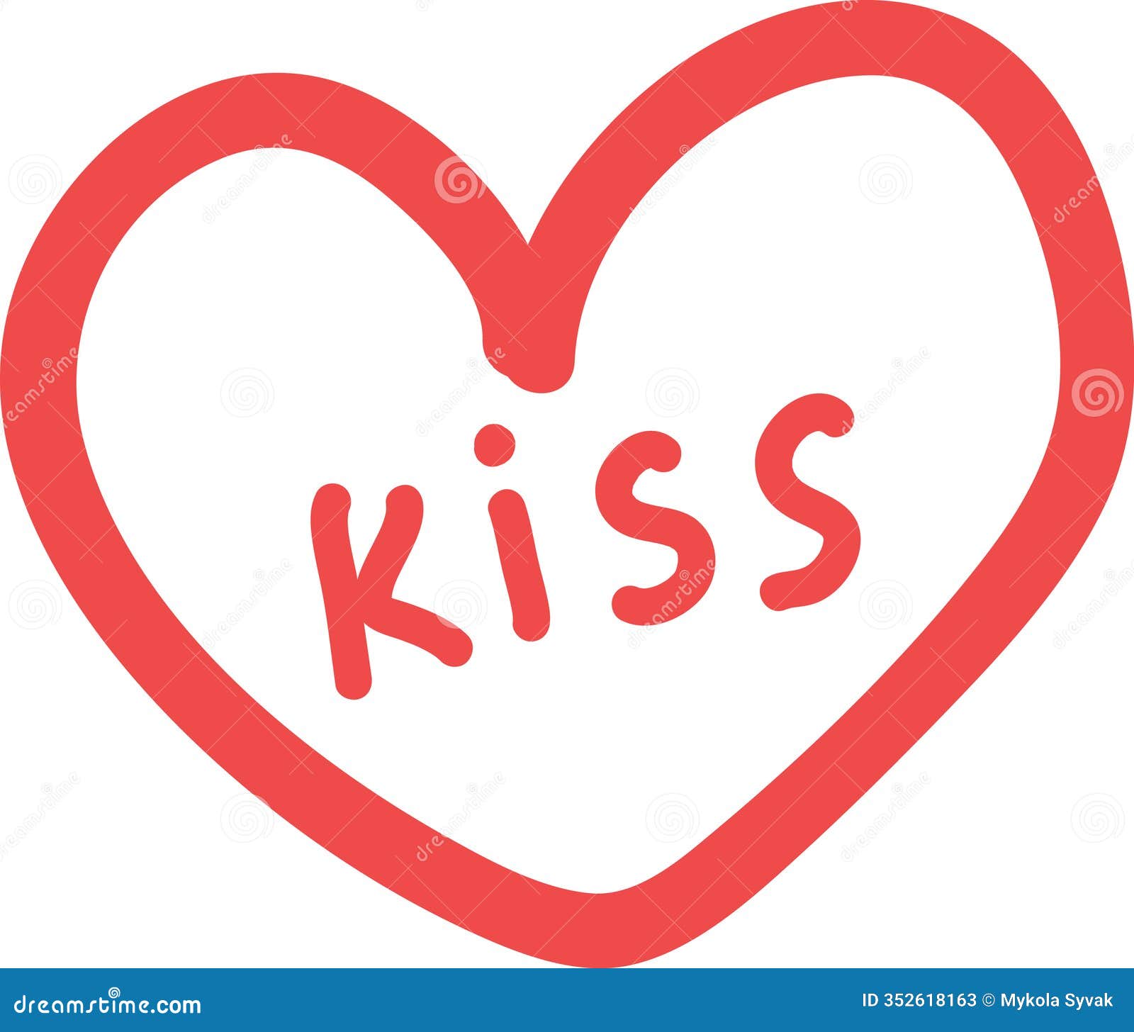Hand Drawn Kiss Heart stock illustration. Illustration of doodle ...