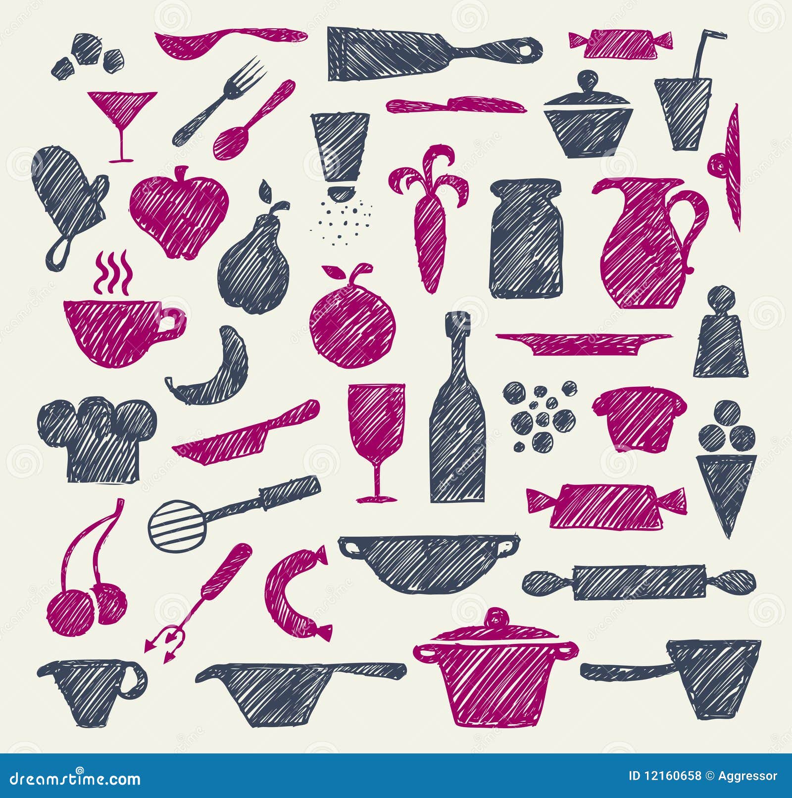 Hand Drawn Kitchen Supplies Stock Vector - Illustration of collection ...