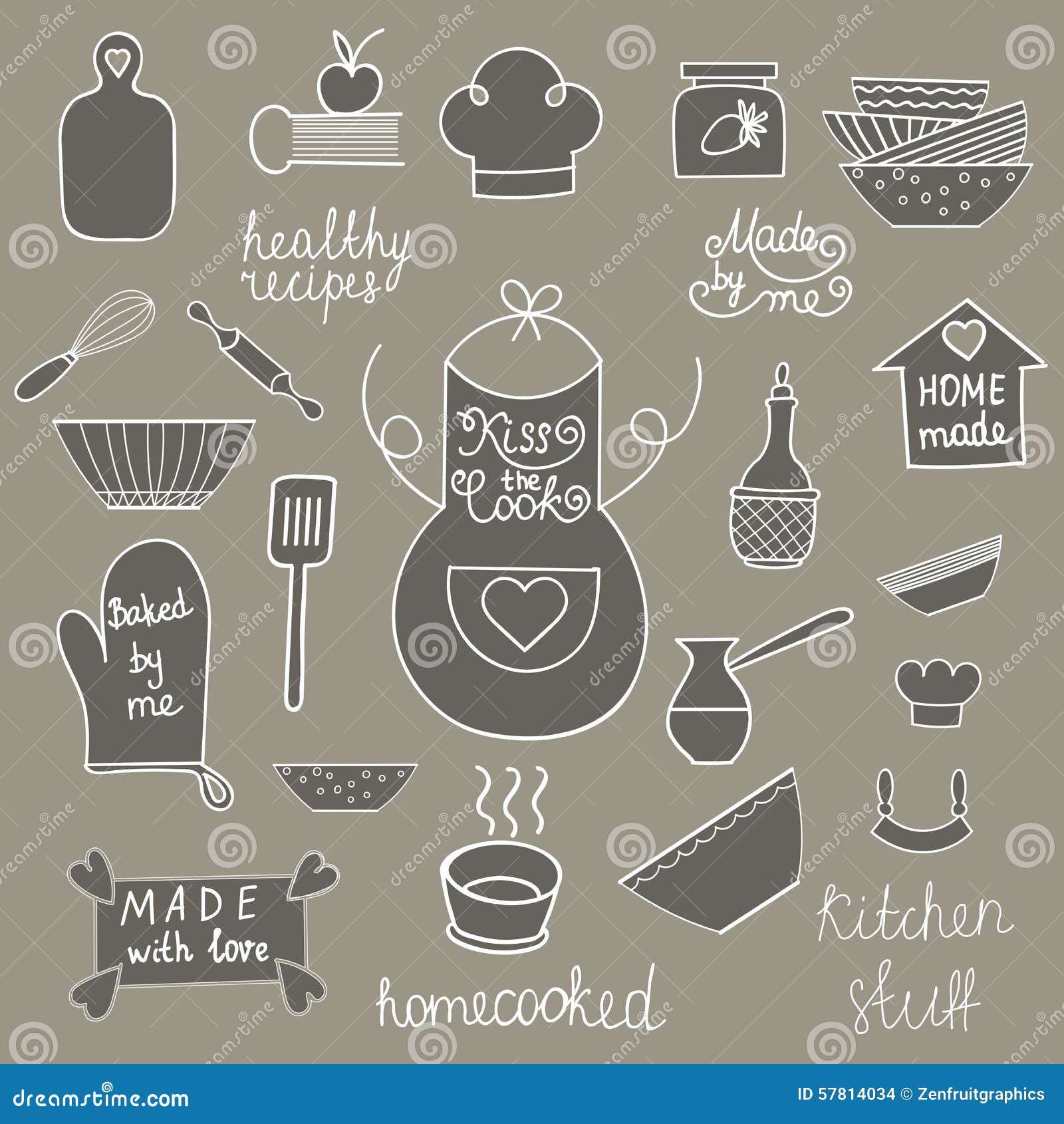 Hand Drawn Kitchen Tools Set Kitchen Utensils Kitchen Equipment ...