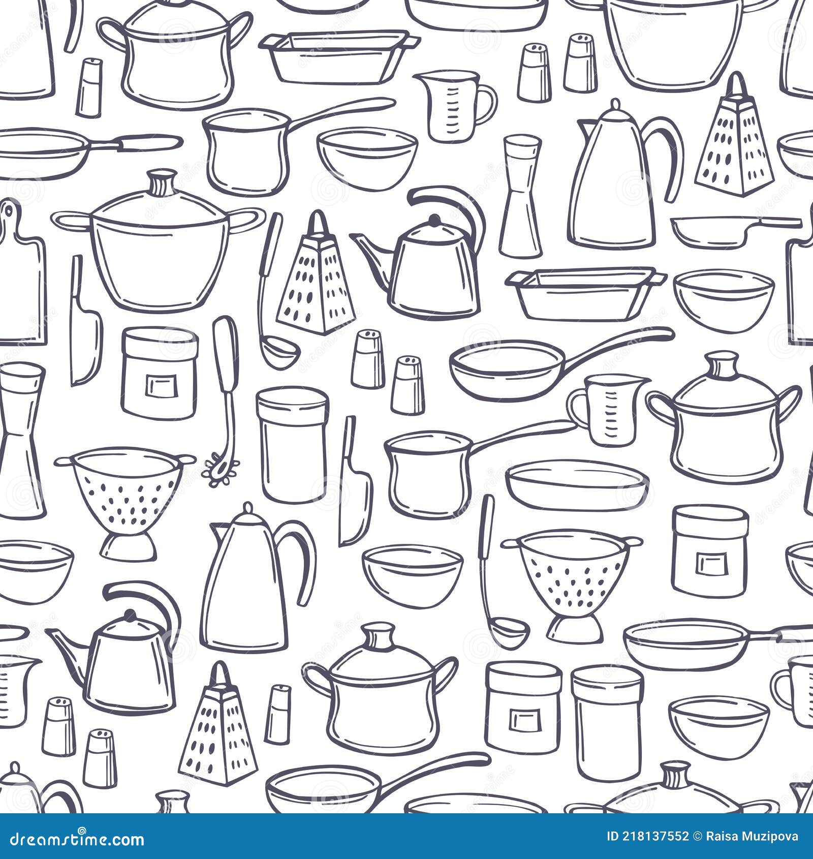 Kitchenware. Vector Pattern Stock Vector - Illustration of graphics ...