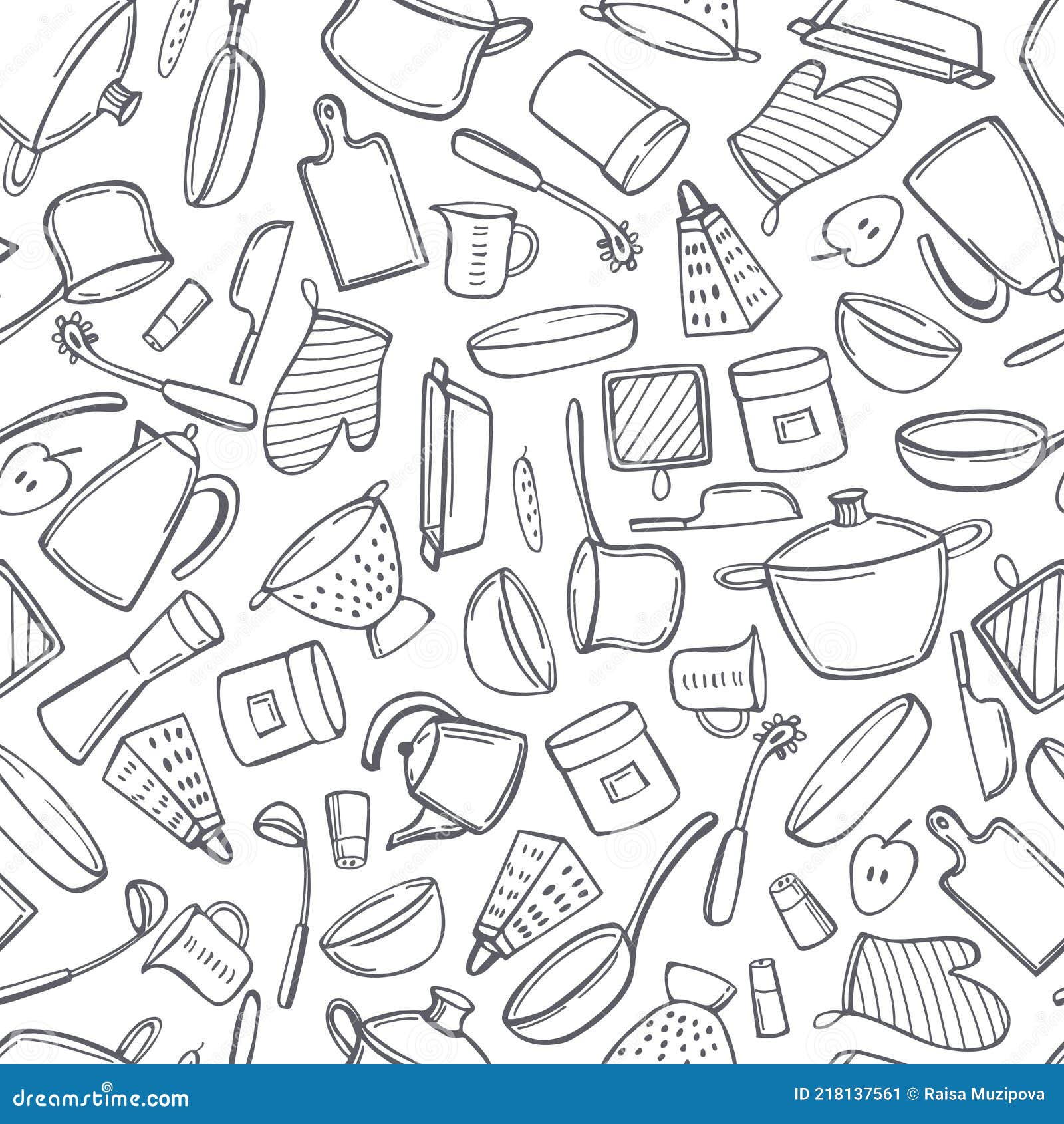 Kitchenware. Vector Pattern Stock Vector - Illustration of decoration ...