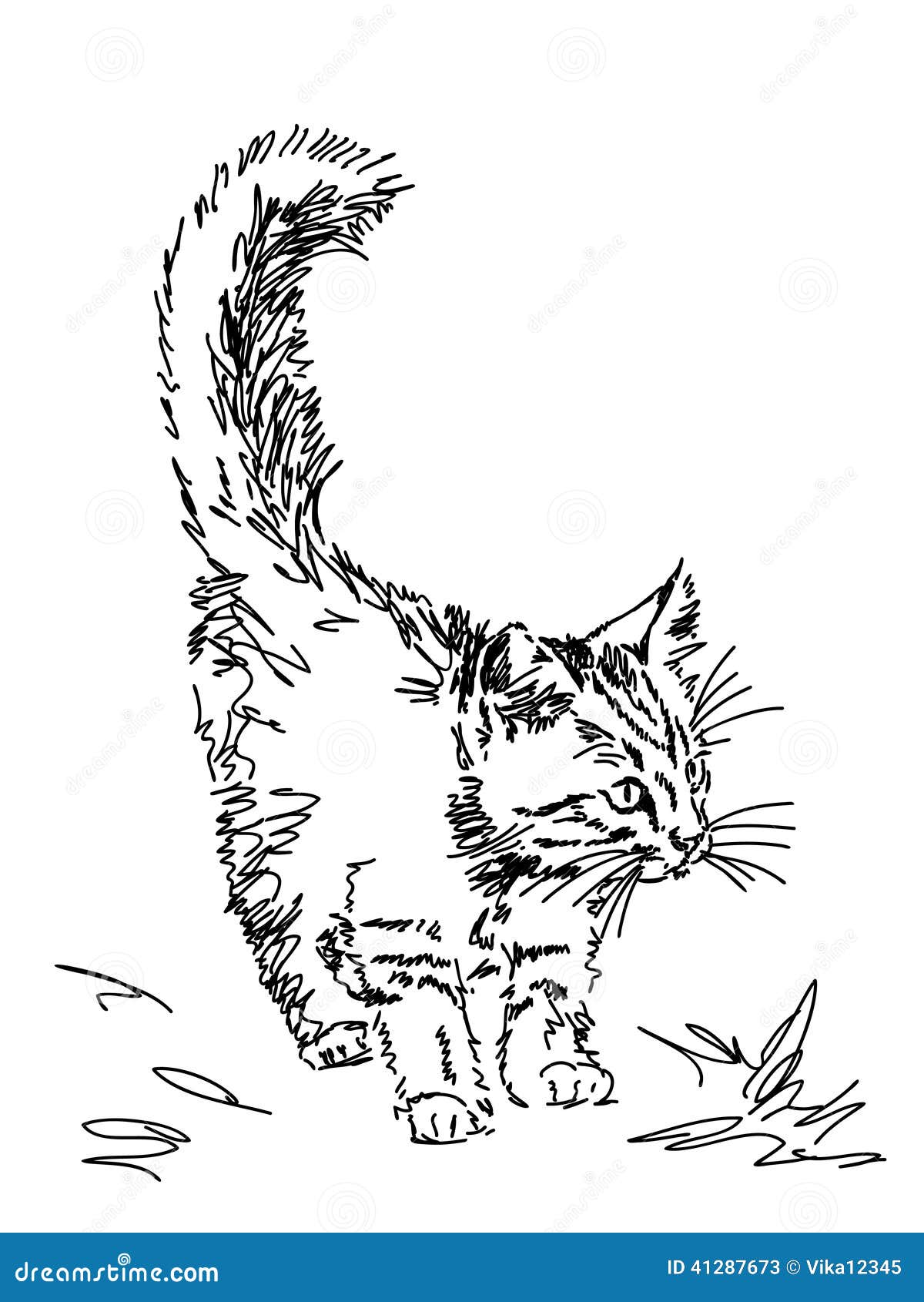 Hand drawn kitty stock vector. Illustration of hand, tail - 41287673
