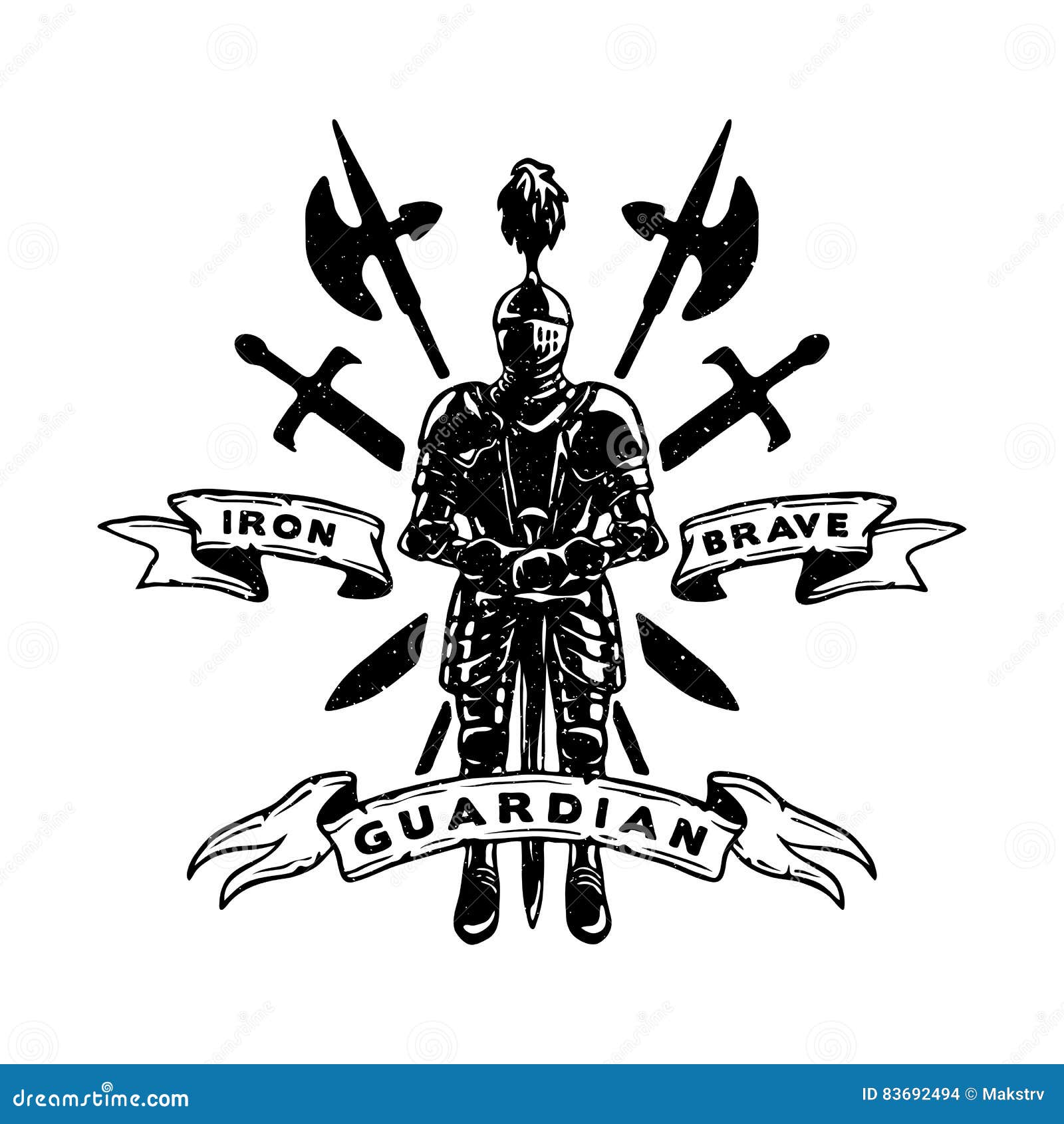 Hand Drawn Knight in Armor, Weapons. Stock Vector - Illustration of ...