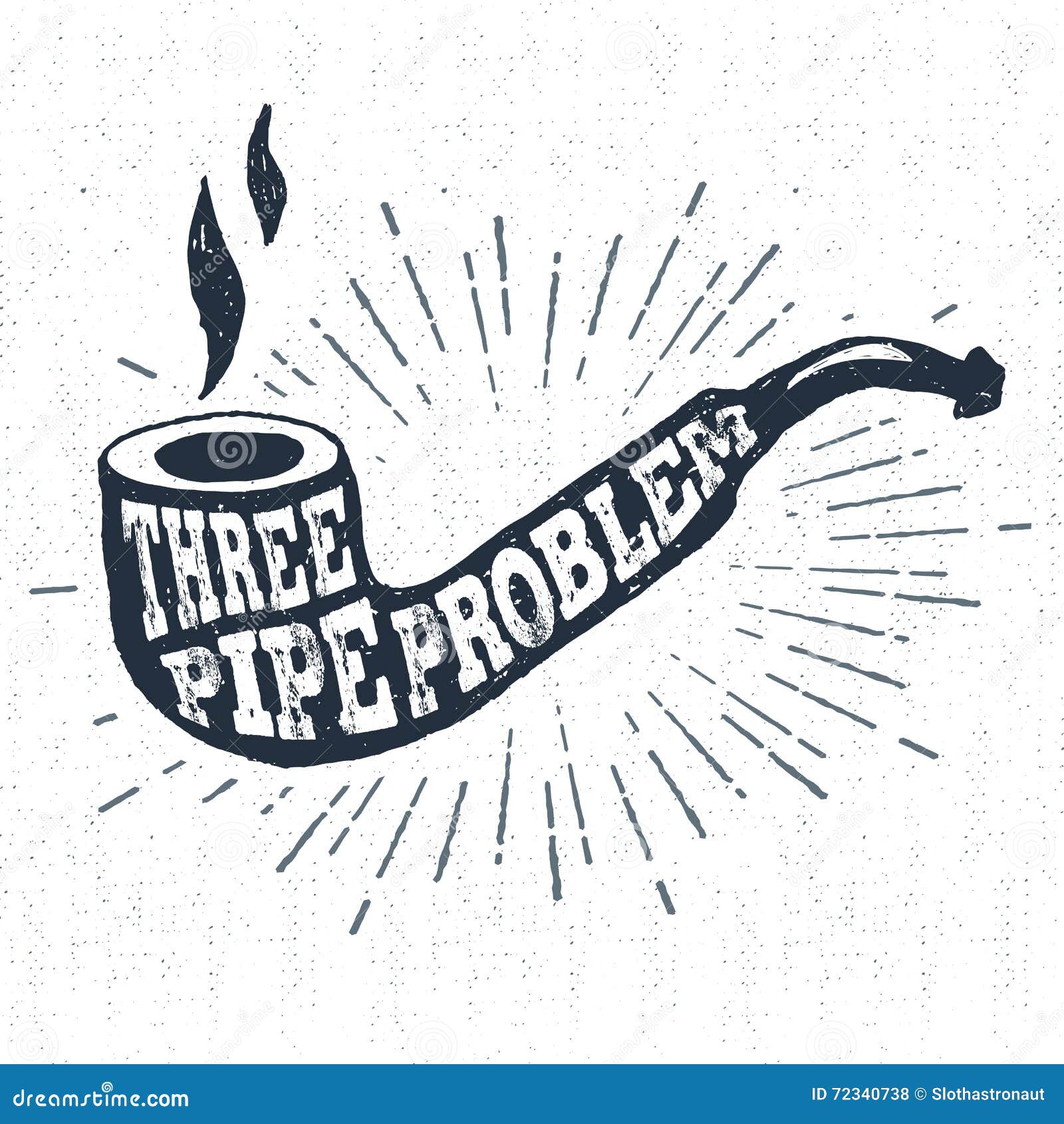 Hand Drawn Label with Textured Smoking Pipe Vector Illustration and ...