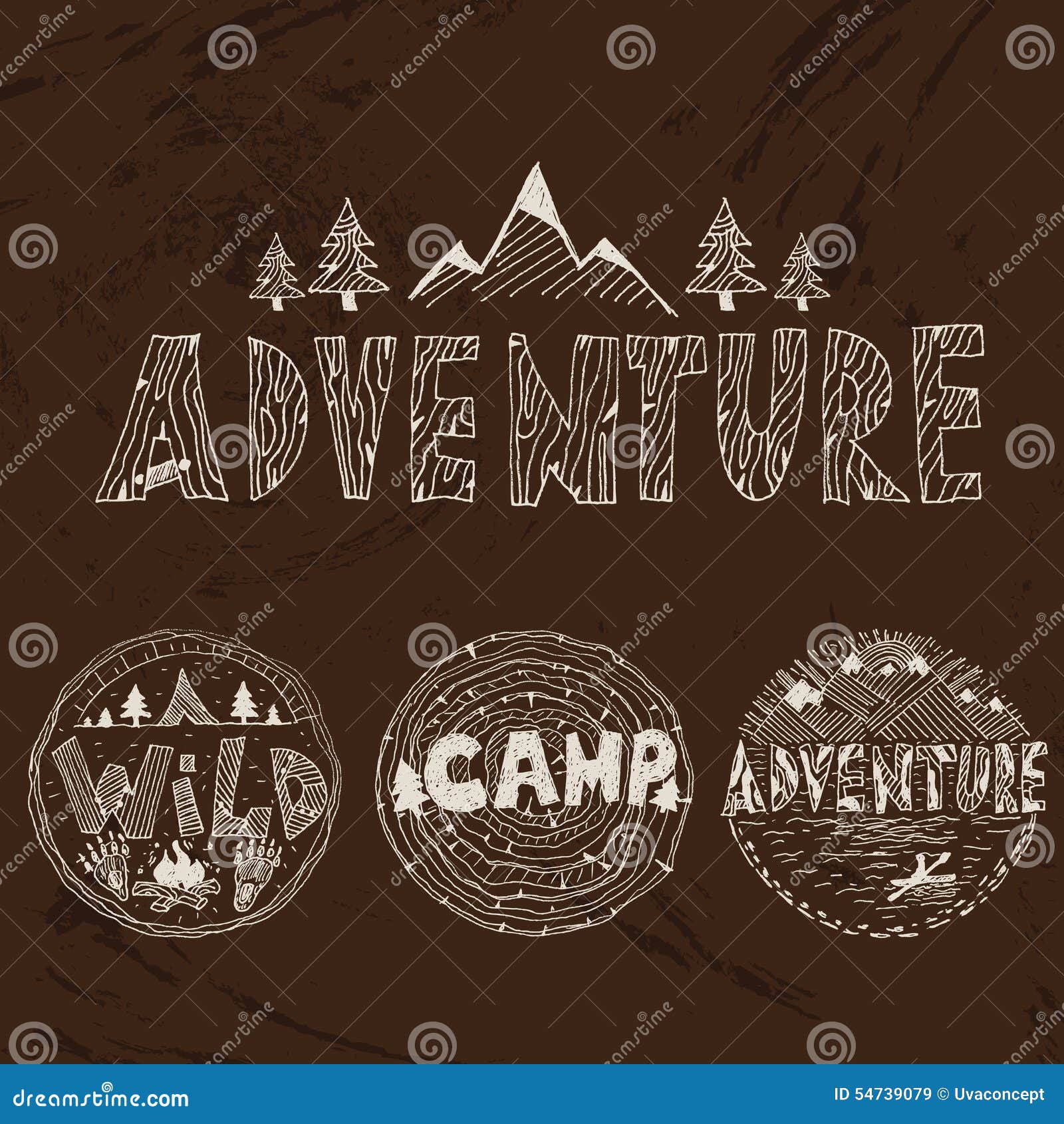 Hand Drawn Labels For Adventure Themes Cartoon Vector | CartoonDealer ...
