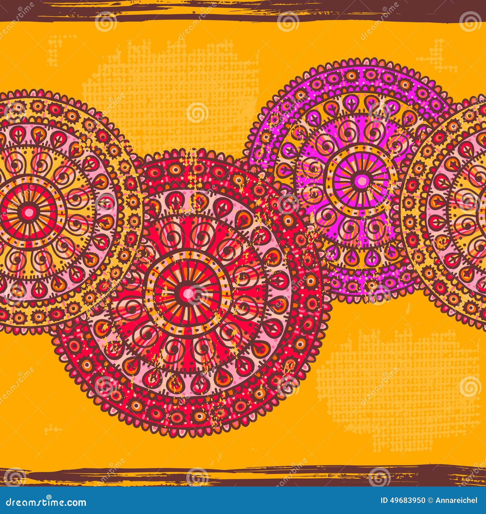 Hand Drawn Lace Mandalas Horizontal Seamless Border Stock Vector ...