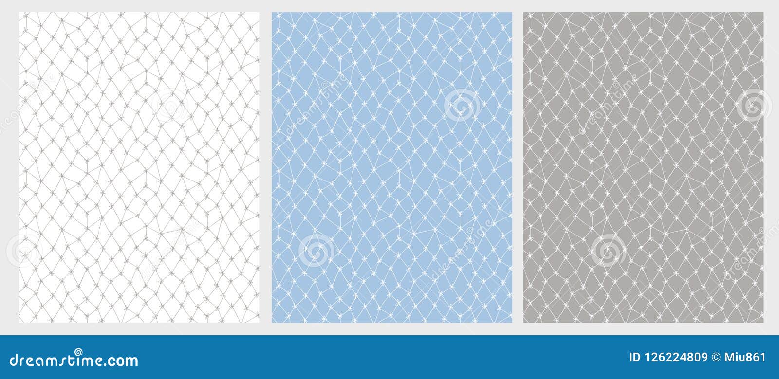Hand Drawn Lace Mesh Vector Pattern Set. 3 Various Colors. Stock Vector ...