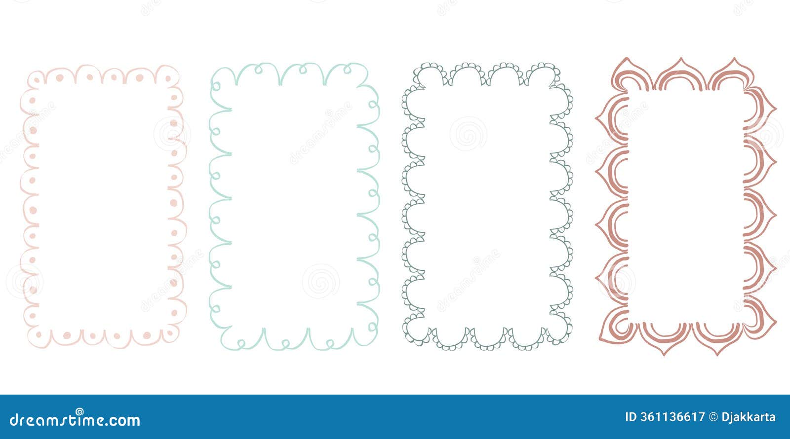 Hand Drawn Lace Scalloped Frames. Square, Round and Rectangle Scalloped ...