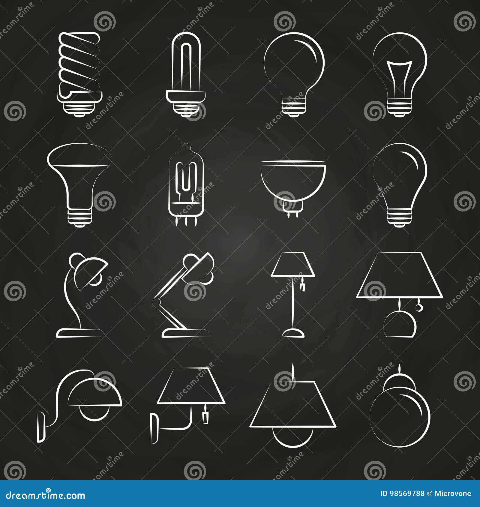 Hand Drawn Lamp Icons Collection Stock Vector - Illustration of graphic ...