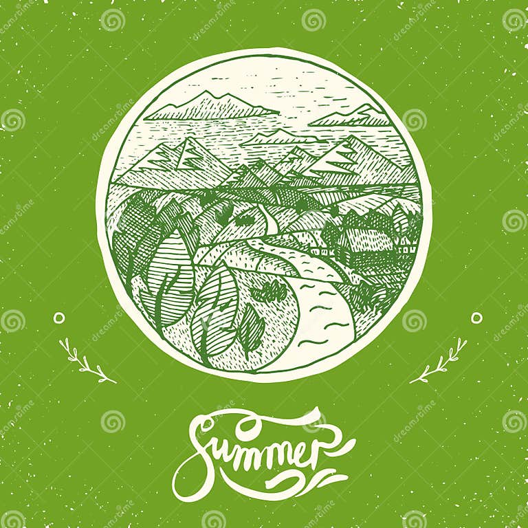 Hand drawn land stock vector. Illustration of miniature - 73123544