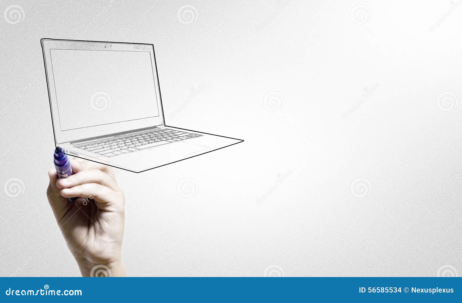 Hand drawn laptop stock photo. Image of sketch, line - 56585534