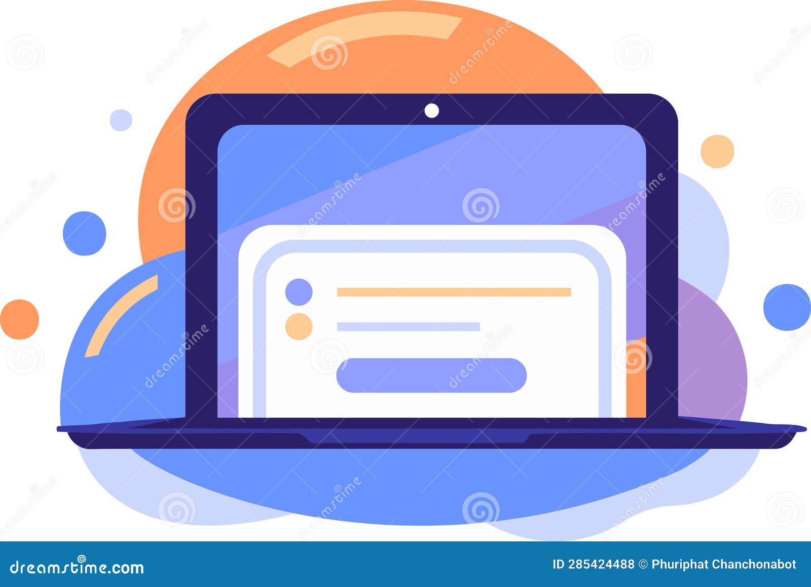 Hand Drawn Laptop with Email in Flat Style Stock Vector - Illustration ...