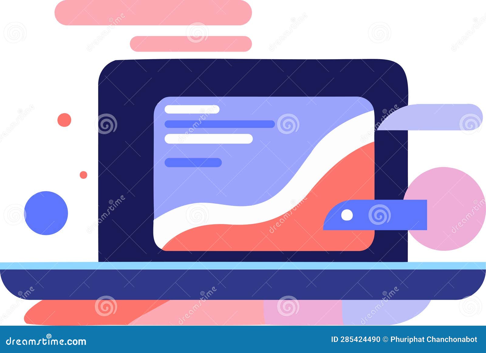 Hand Drawn Laptop with Email in Flat Style Stock Vector - Illustration ...