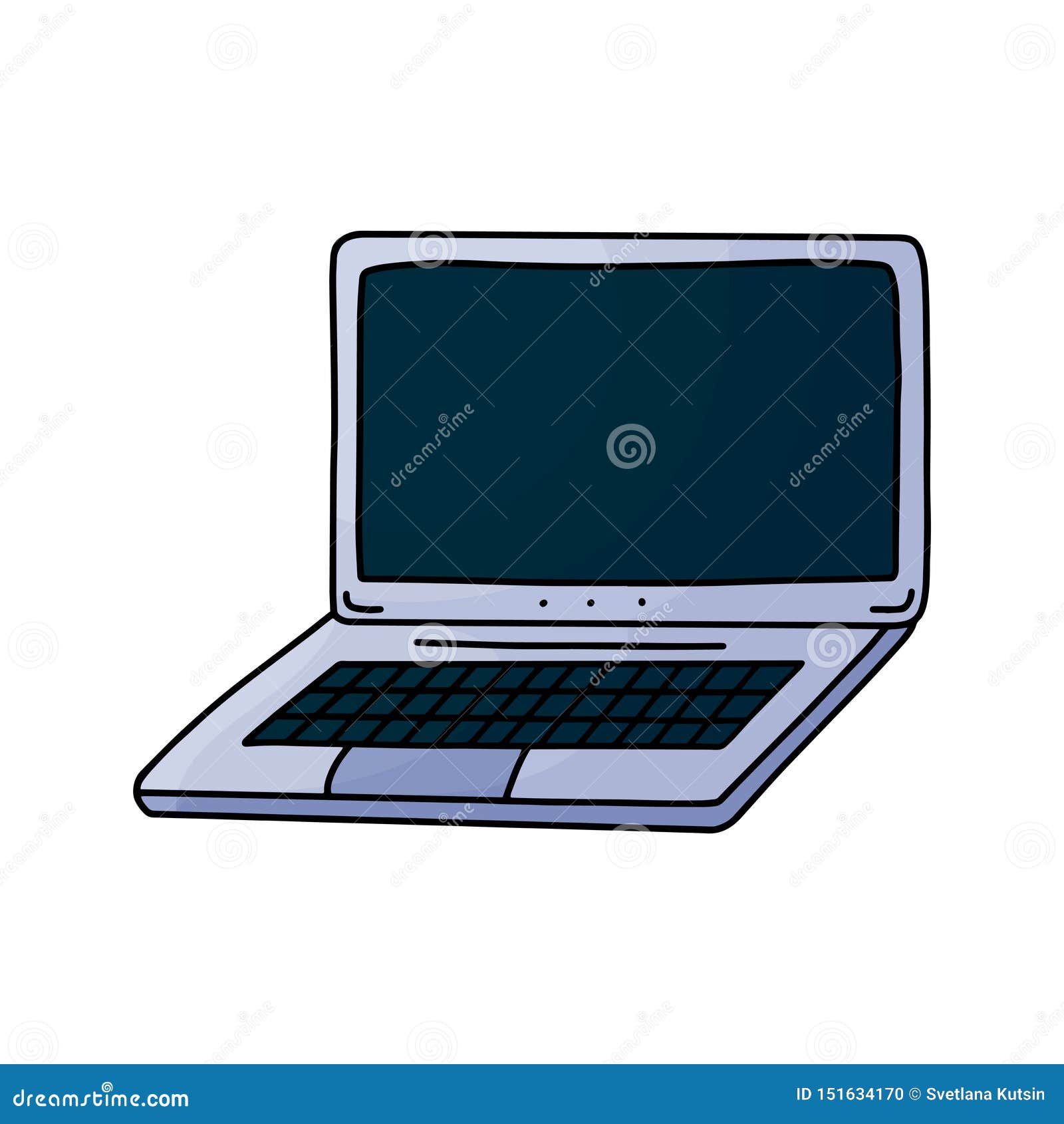 Hand Drawn Laptop Icon. Design Element in Line Art Style Stock ...