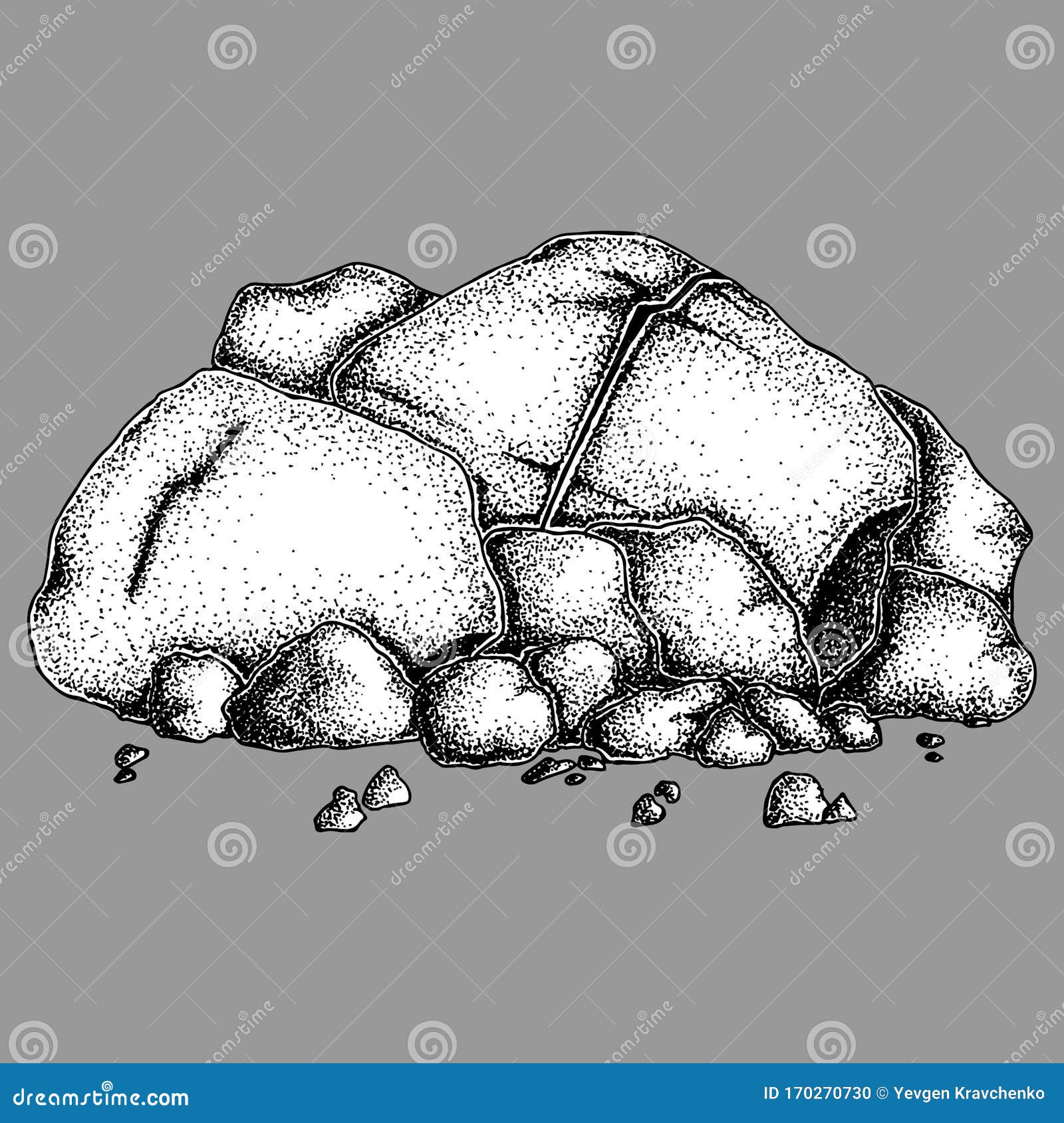 Hand Drawn Large Stone Boulder Points. Doodle Heaps of Points Rocks ...