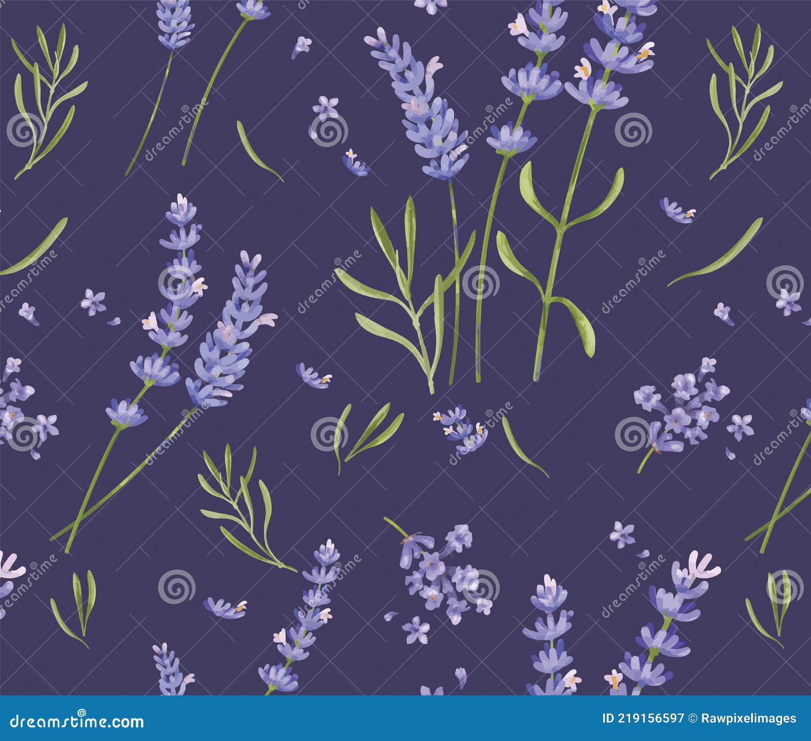 Hand Drawn Lavender Flower Pattern Stock Illustration - Illustration of ...