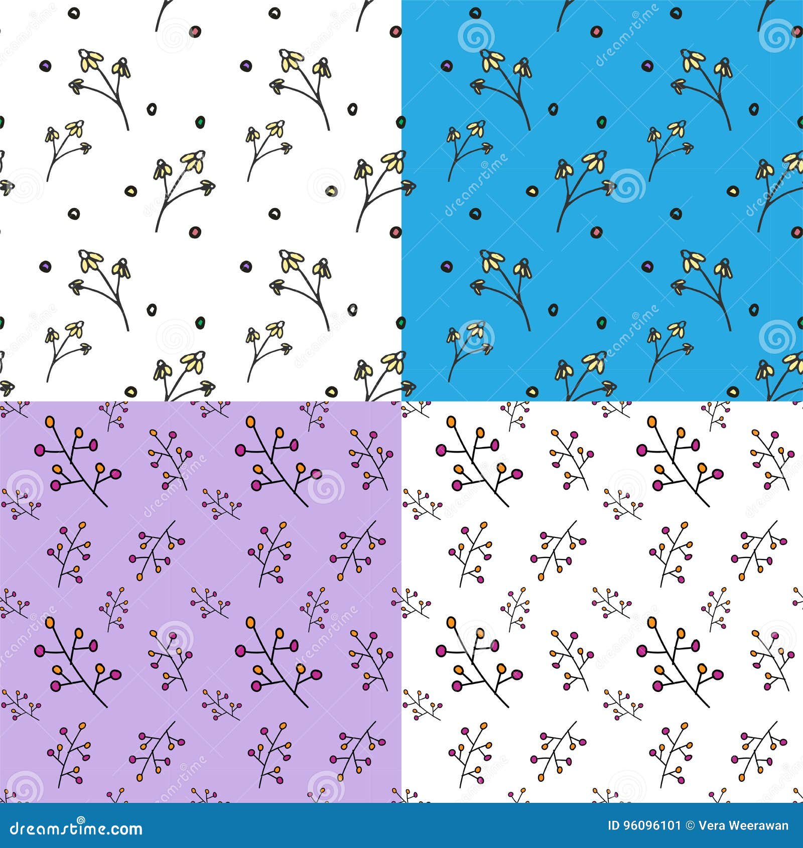 Hand Drawn Leaf and Plant Repeating Pattern. Stock Vector ...