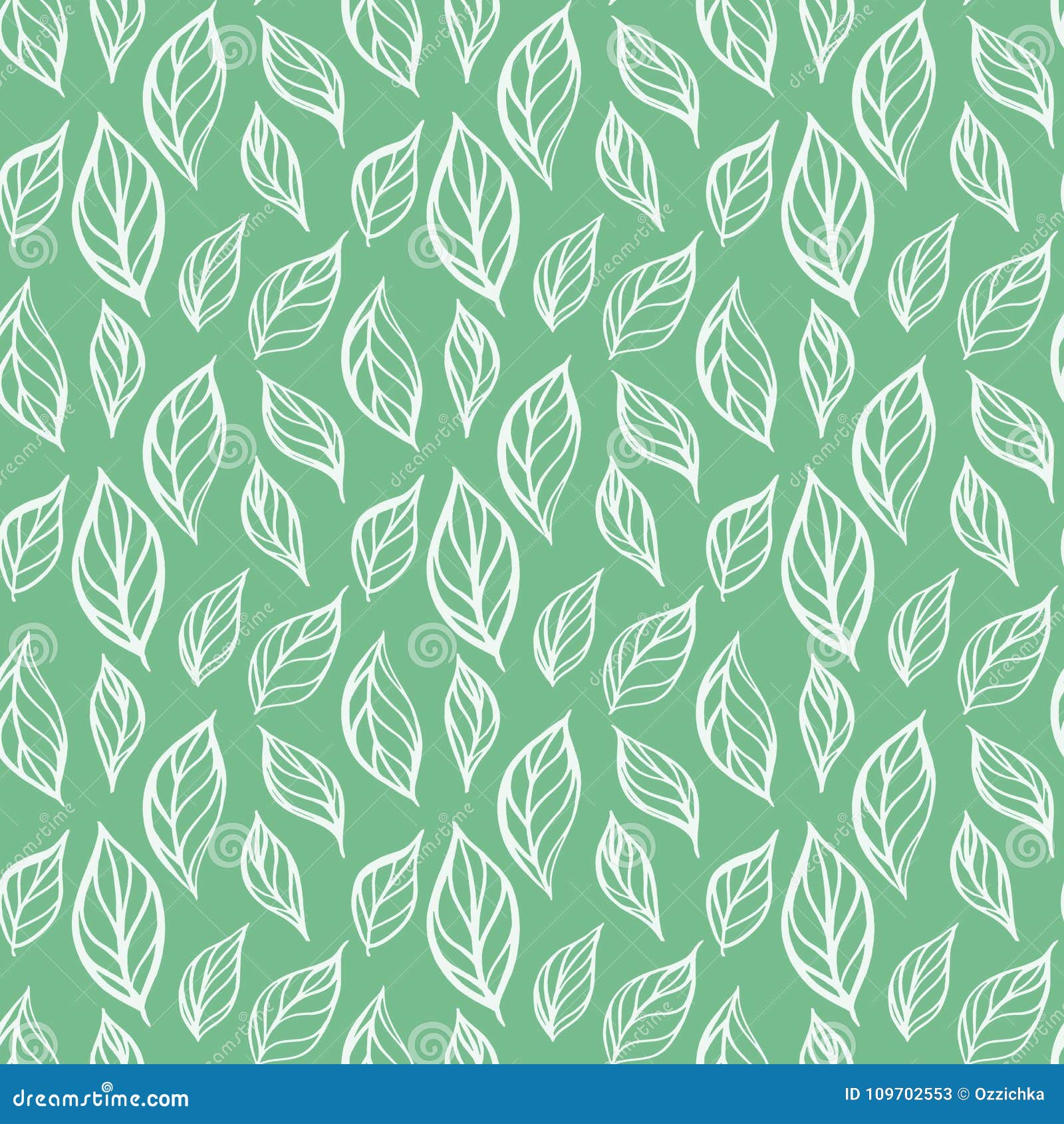 Hand Drawn Leaf Seamless Pattern. Tea Leaves Vector Illustration ...