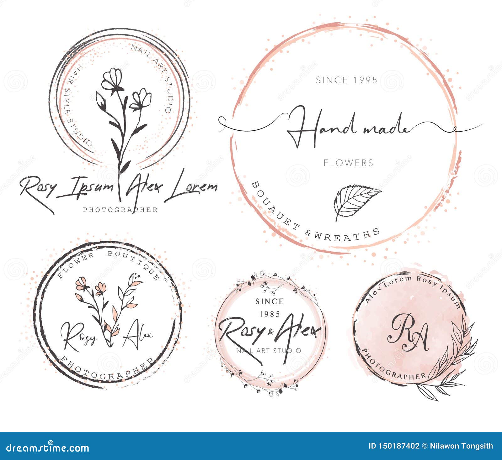 Hand Drawn Leaf Wreath Logo Design Stock Vector - Illustration of ...