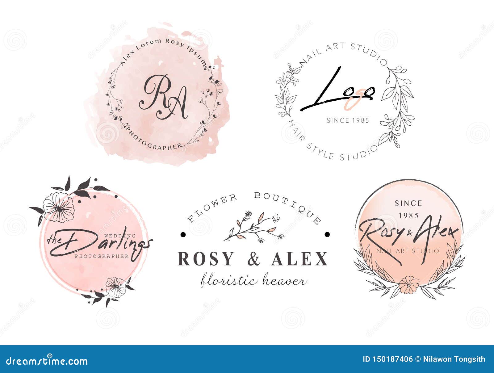 Hand Drawn Leaf Wreath Logo Design Stock Vector - Illustration of ...