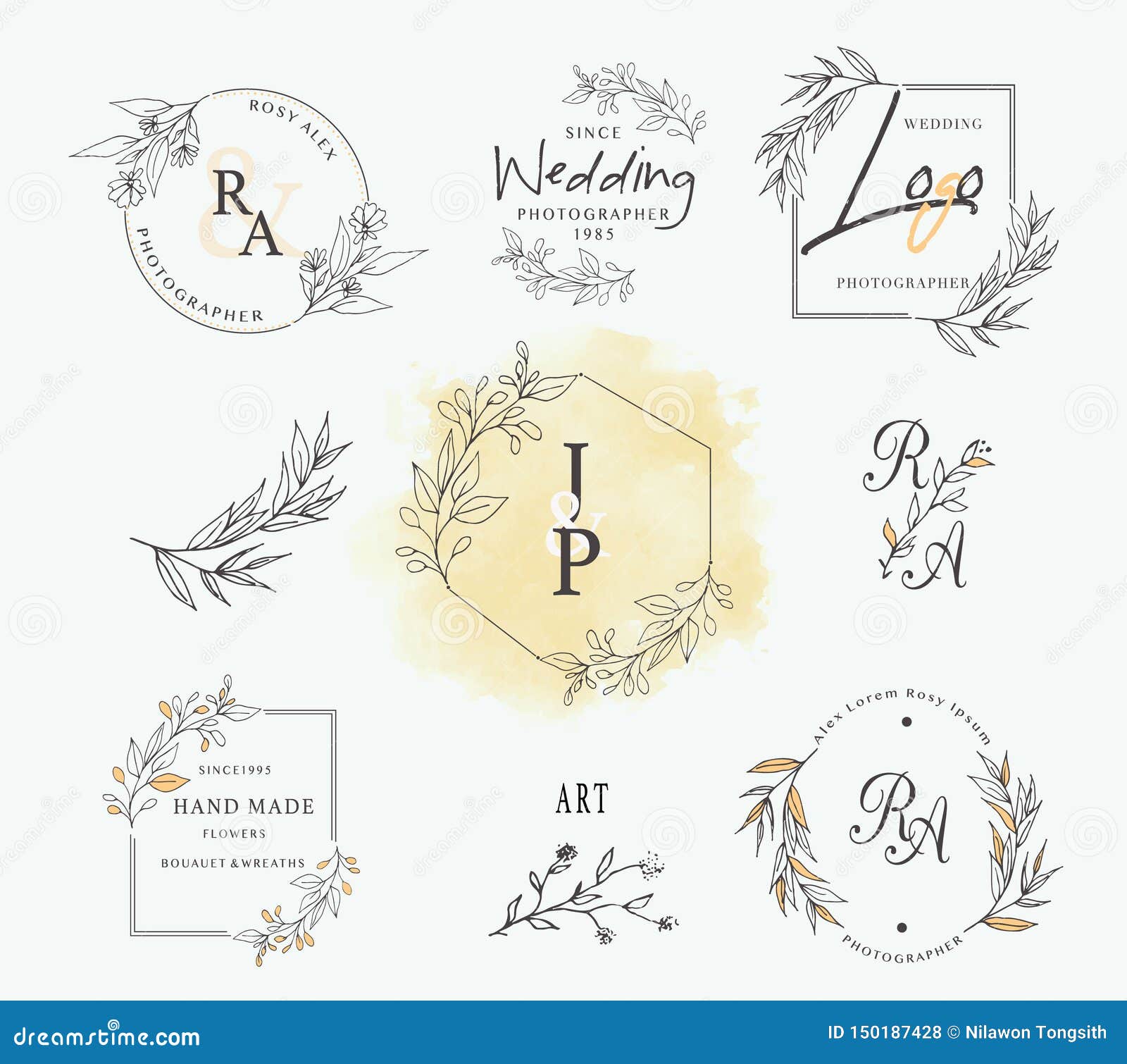 Hand Drawn Leaf Wreath Logo Design Stock Vector - Illustration of ...