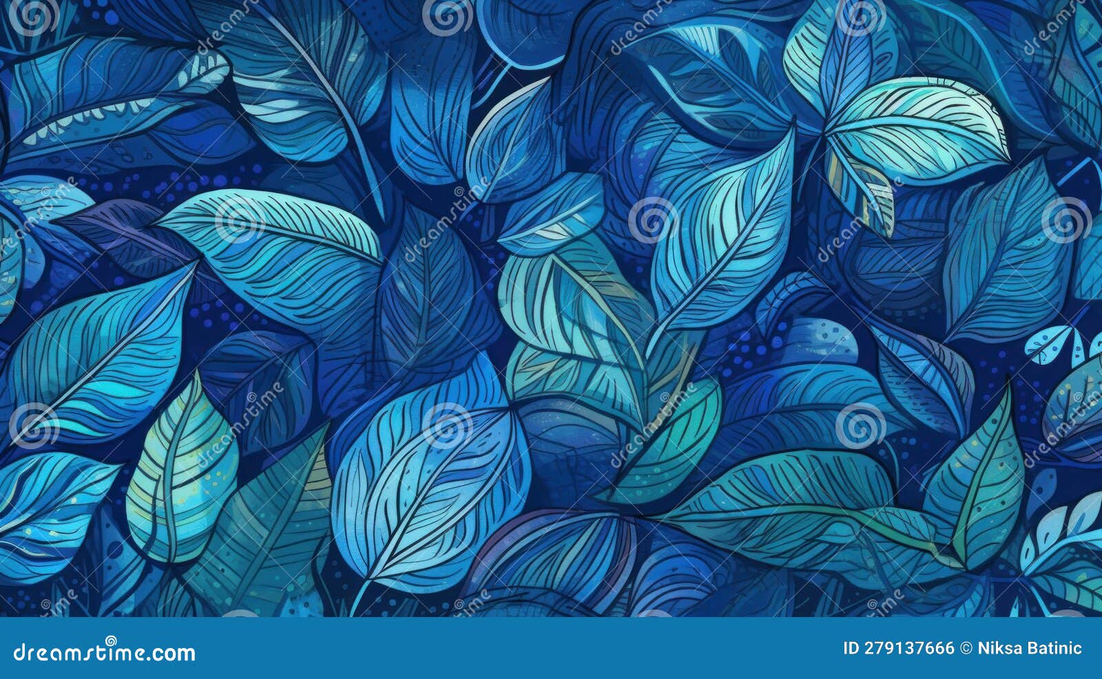 Hand Drawn Leaves Background. Ai Generated Illustration. Stock ...