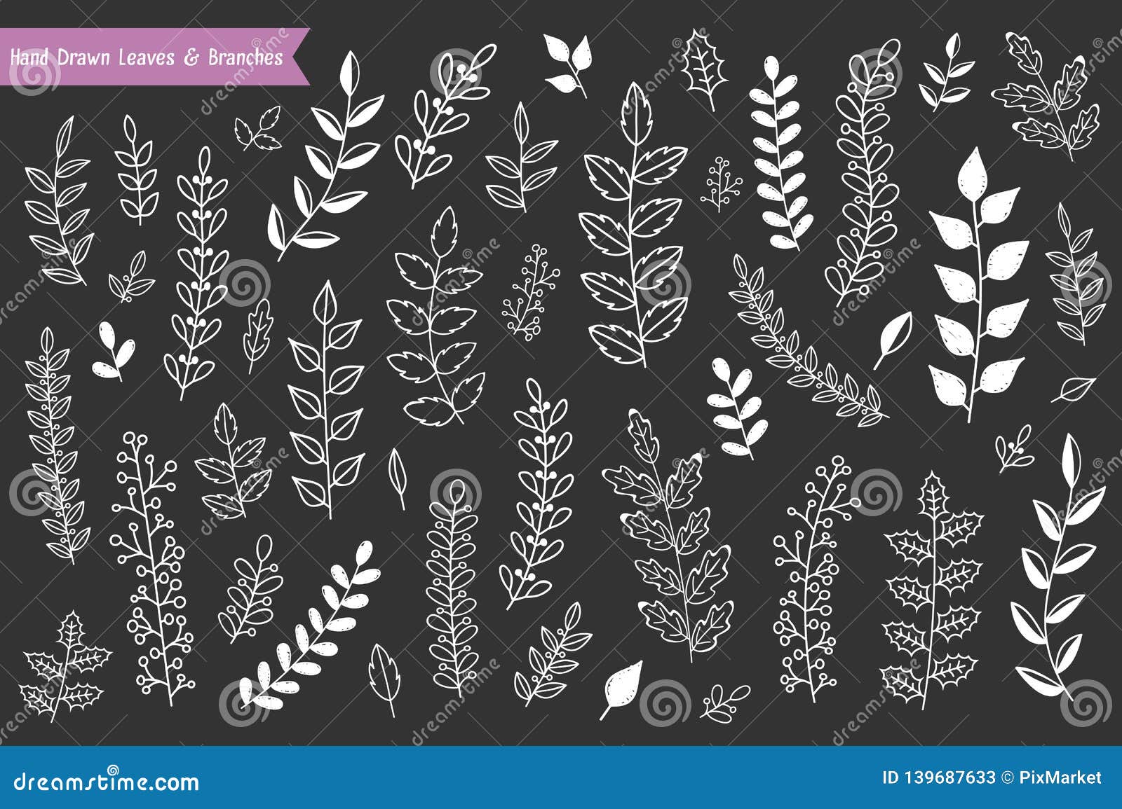 Hand Drawn Leaves and Branches Stock Vector - Illustration of ... Hand Drawn Leaves and Branches Stock Vector - Illustration of ...