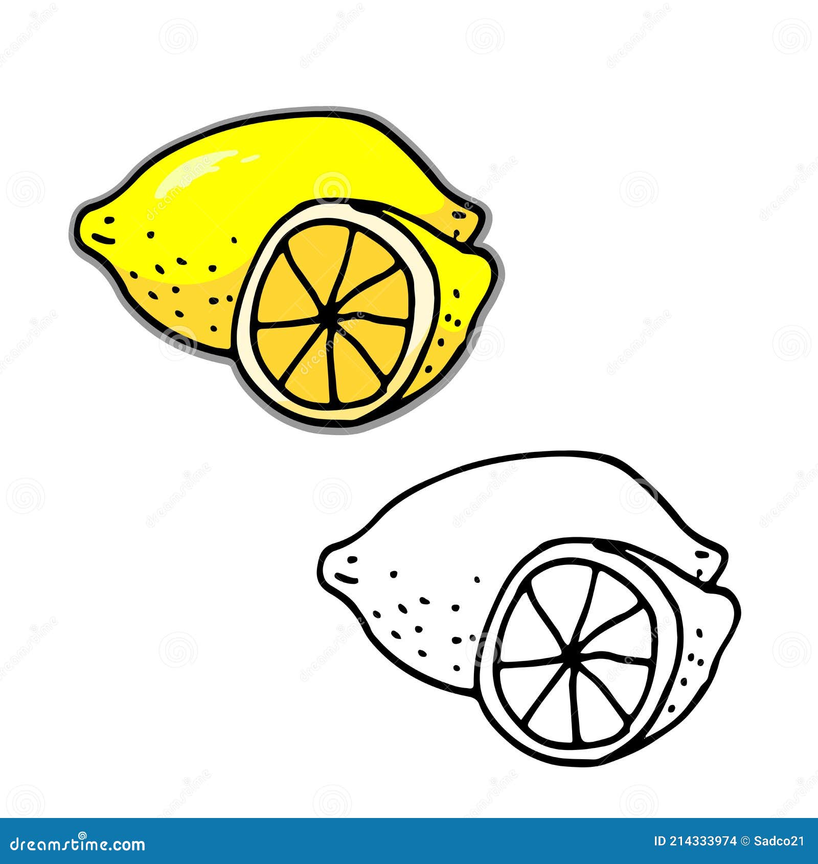 Hand drawn lemon doodle stock vector. Illustration of flat - 214333974