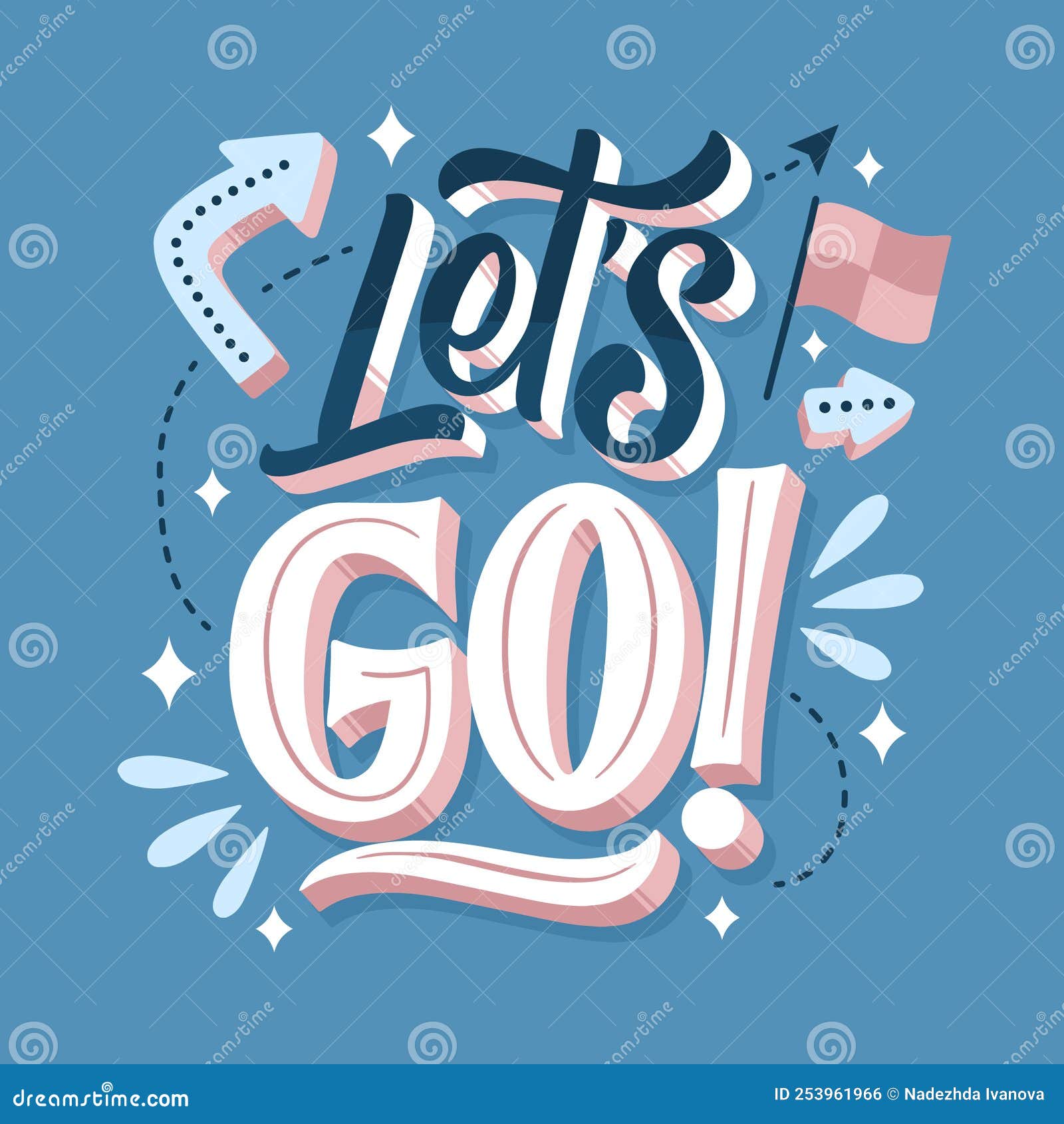 Hand Drawn Lets Go Vector Illustration Stock Vector - Illustration of ...