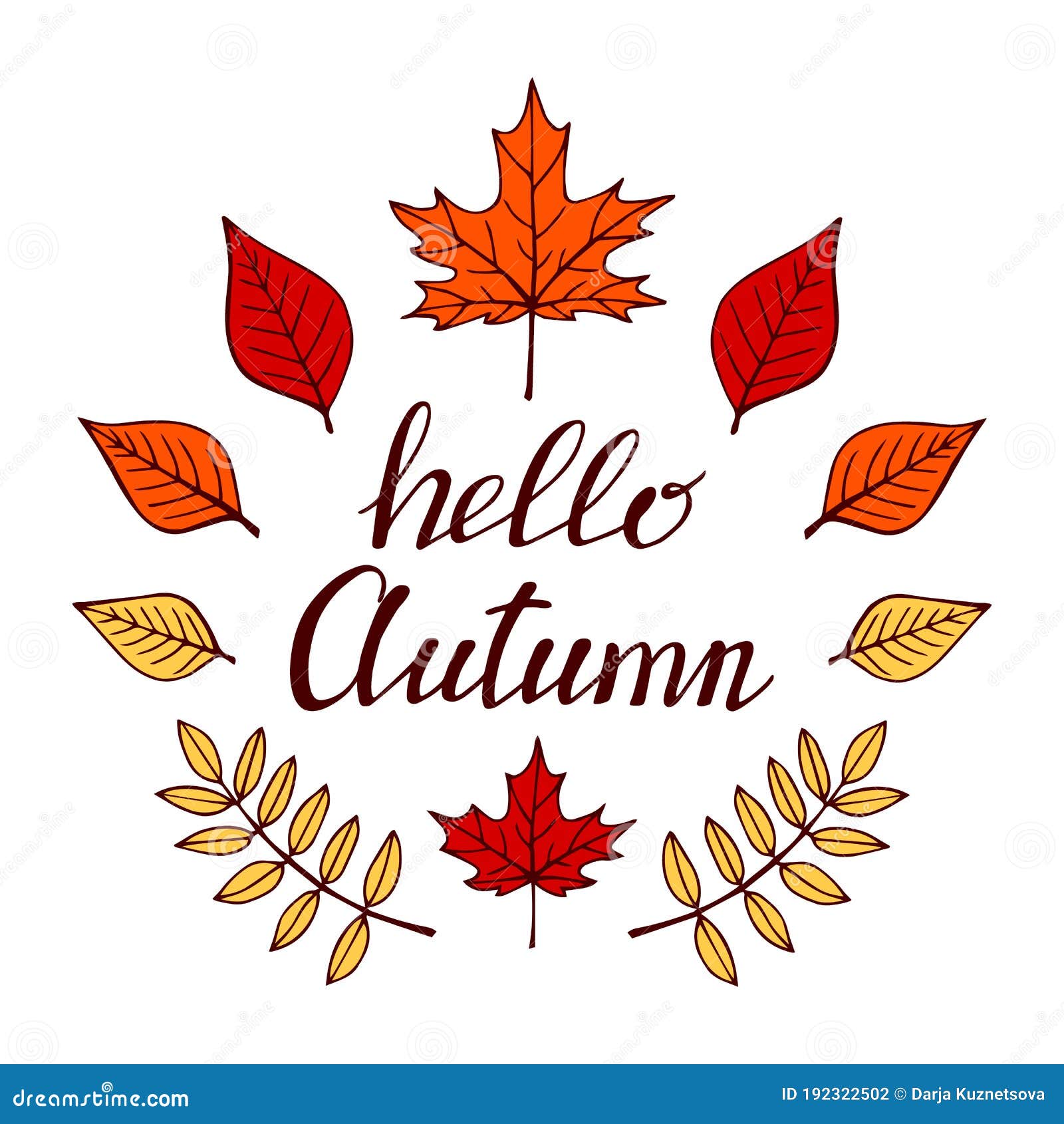 Hand Drawn Lettering with Decorative Elements, Autumn Leaves. Text ...